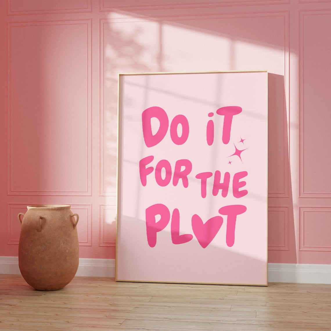 Do It For The Plot Pink Retro Wall Art, Unframed Paper Print Size 12x18 ...