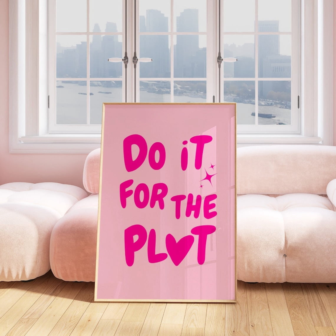 Do It For The Plot Pink Retro Wall Art, Unframed Paper Print Size 8x12 ...