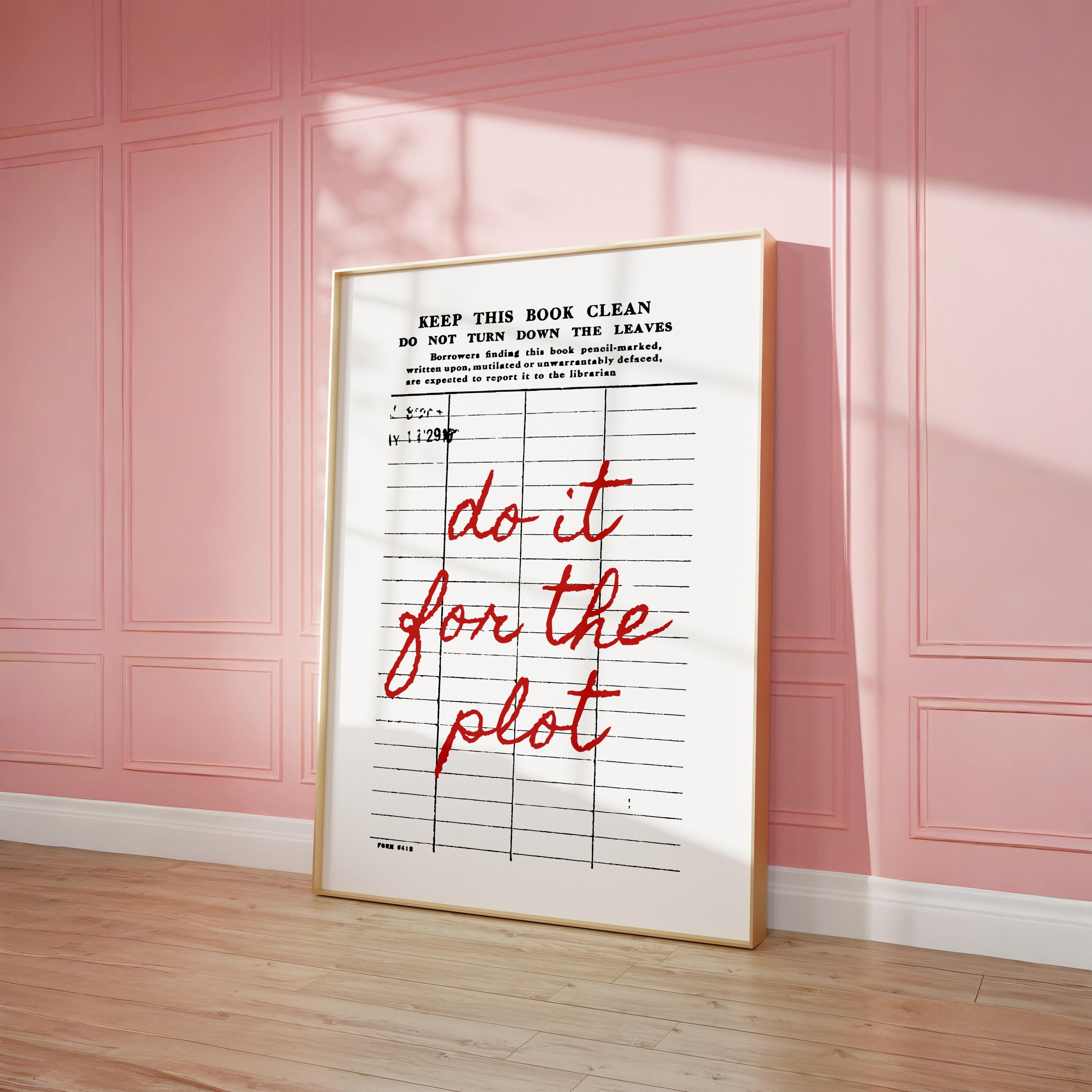 Do It For the Plot Bookish Wall Art Reader Quote Library Card Poster ...