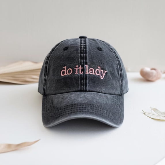 Do It Lady Embroidered Washed Cotton Baseball Cap, Empowerment Quote ...