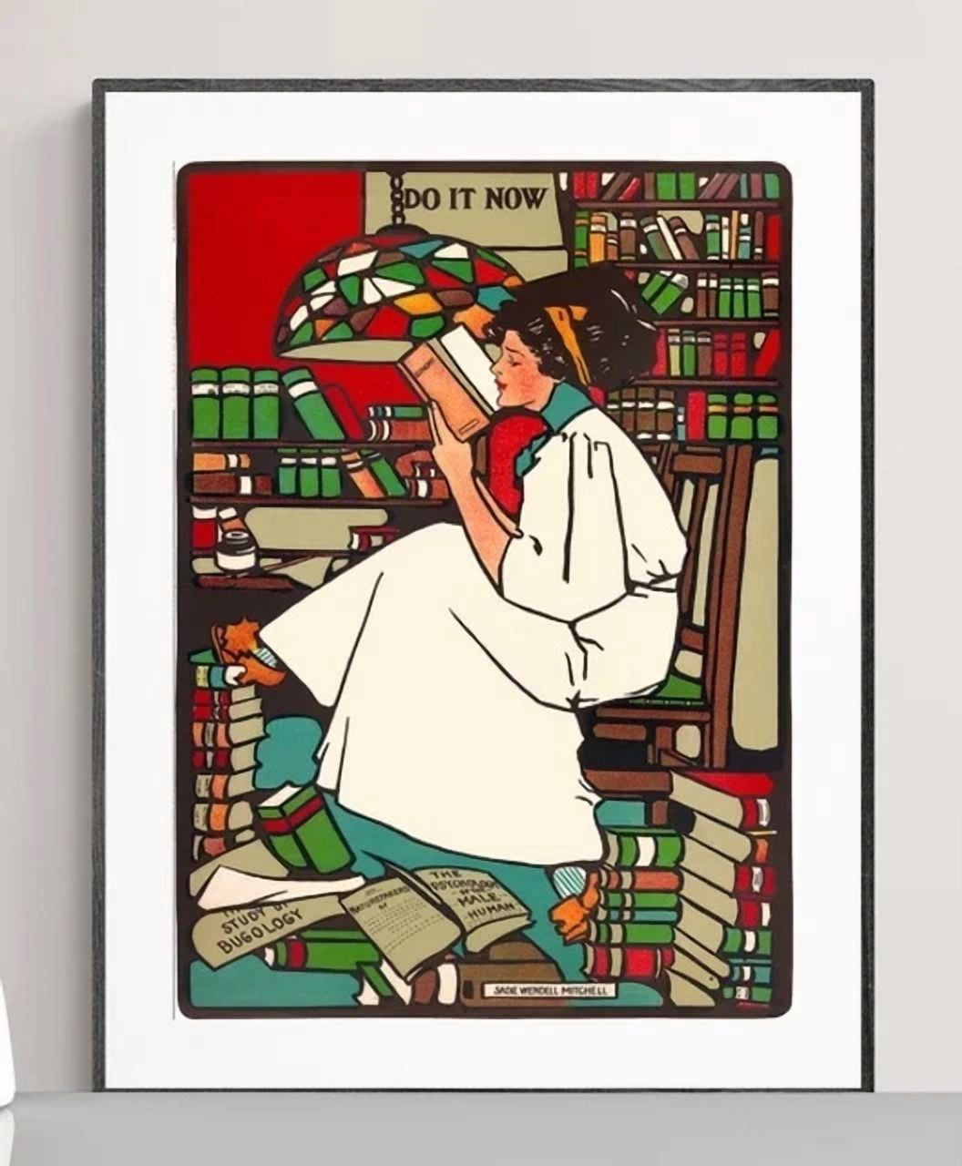 Do It Now Reading Book By Sadie Wendell Mitchell Vintage Print ...