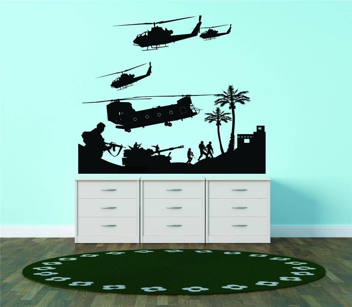 Do It Yourself Wall Decal Sticker War Scene Army Aircraft Helicopters ...