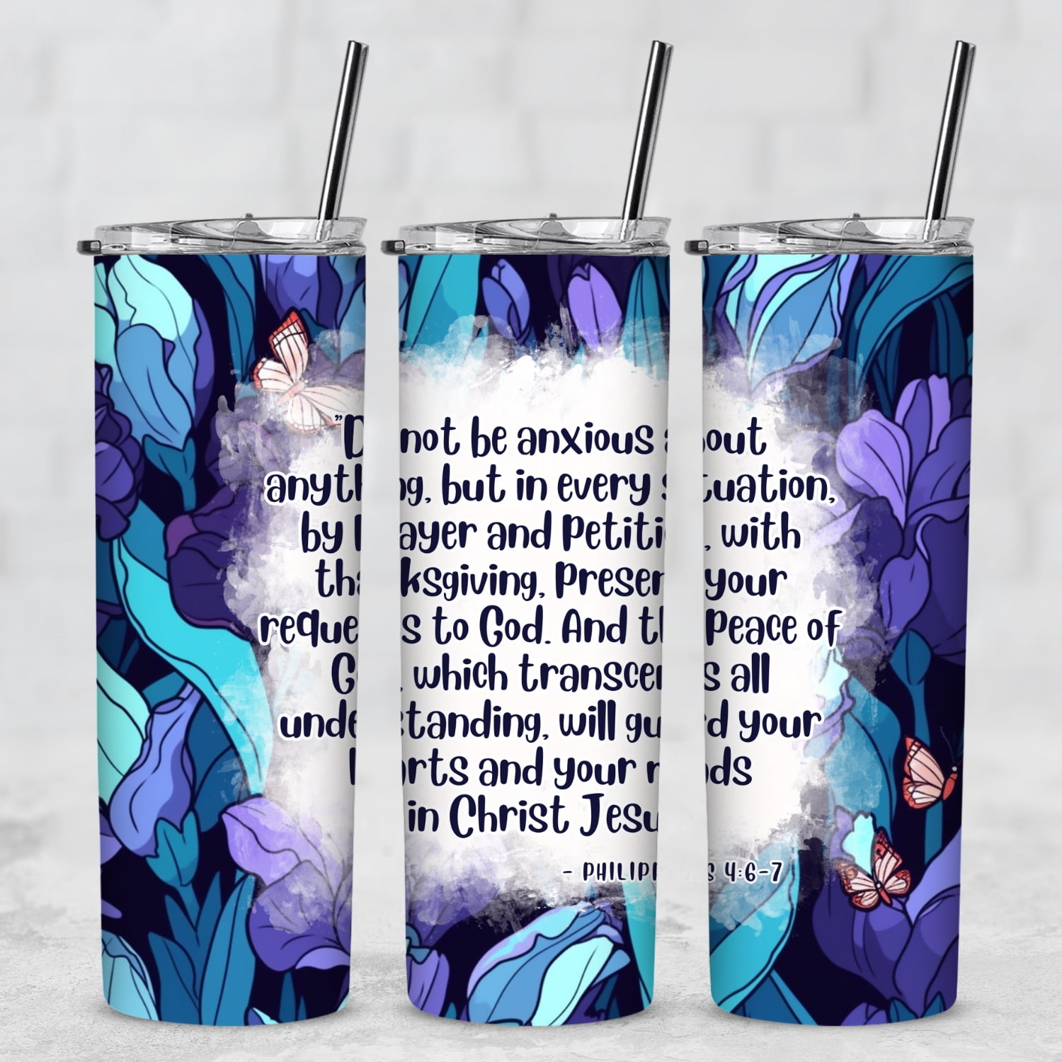 Do Not Be Anxious About Anything Philippians Verse 20 Oz Metal Tumbler ...