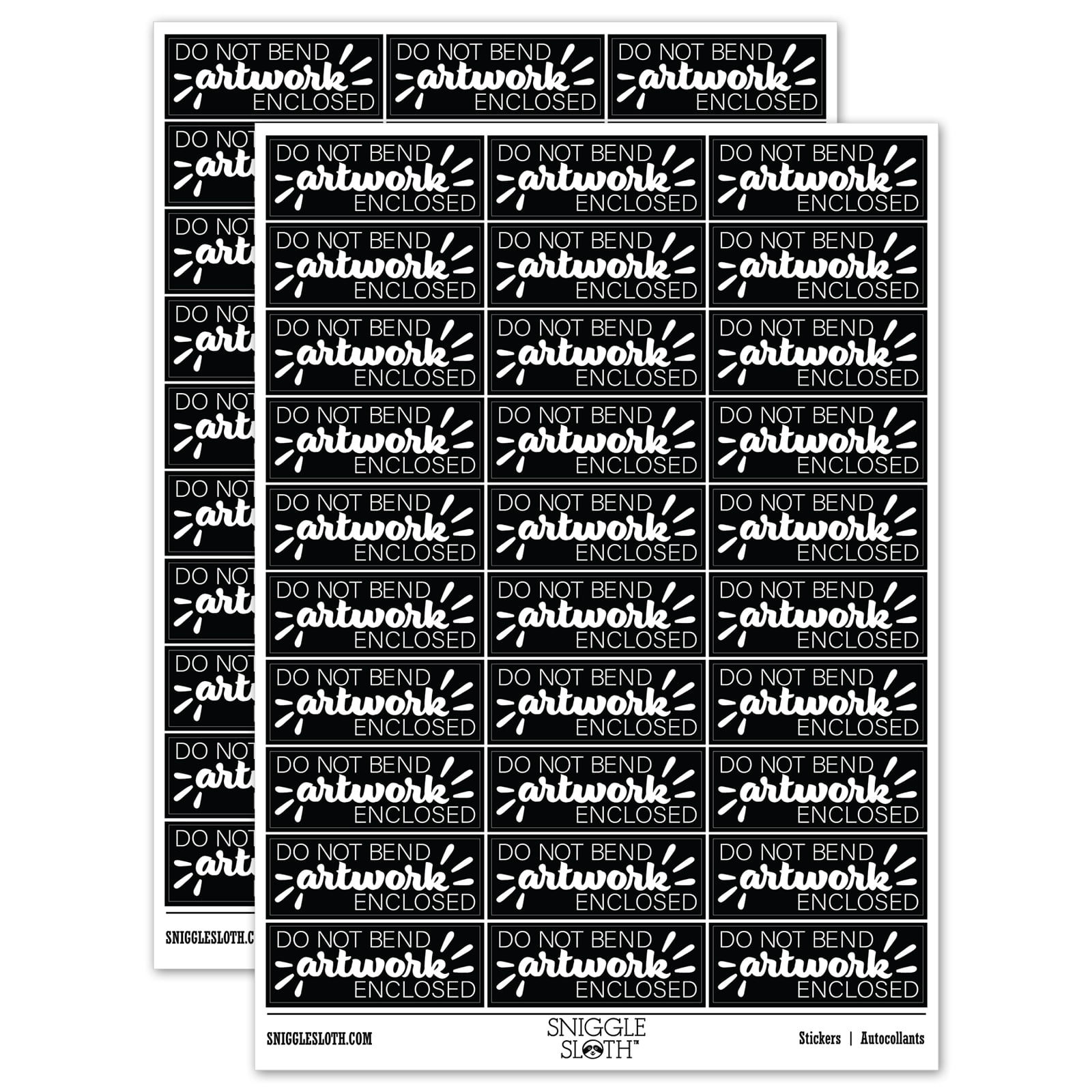 Do Not Bend Artwork Enclosed Sticker Set - Black - Matte Finish - 1.75 ...