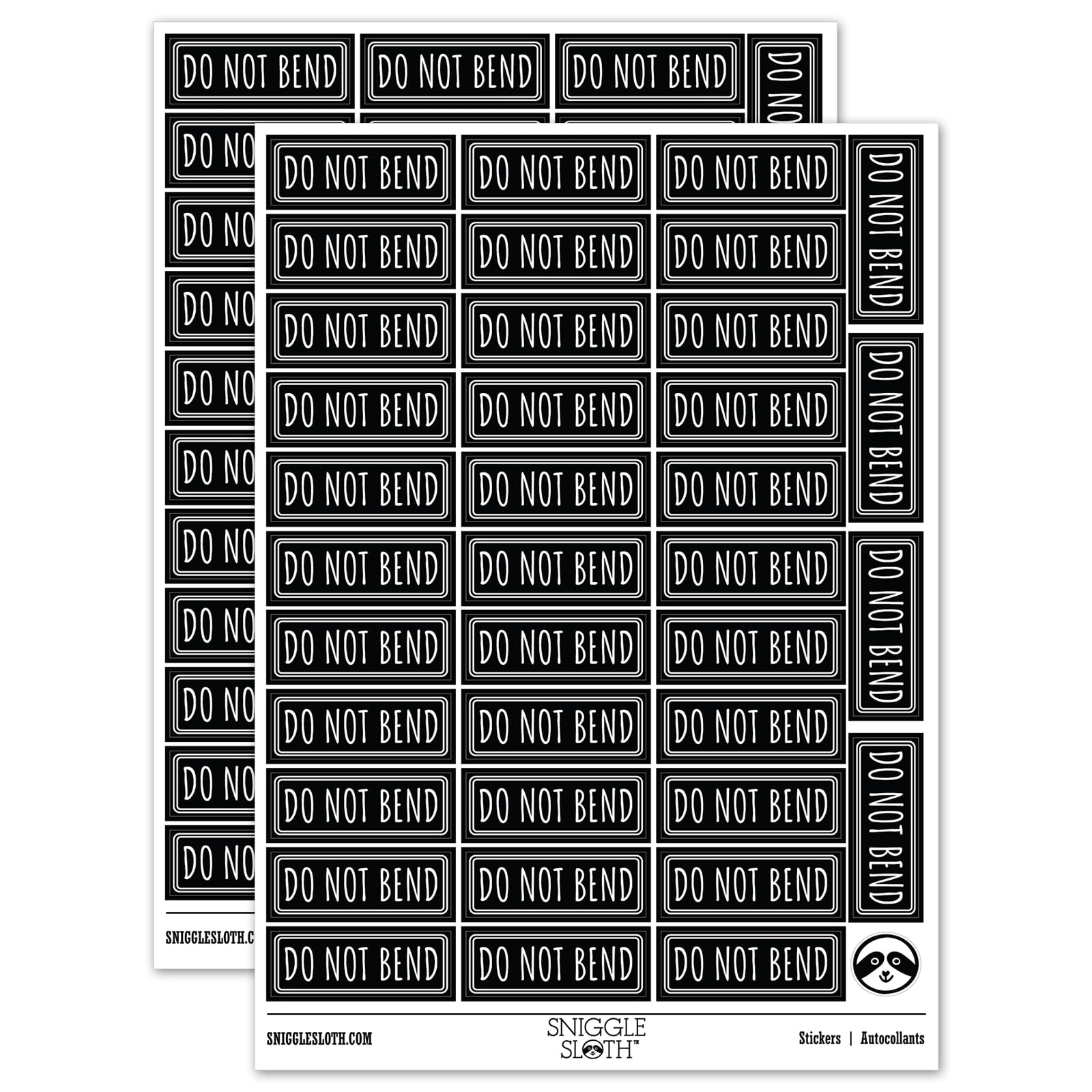 Do Not Bend Double Line Border Sticker Set - Black - Matte Finish - 1.5 ...