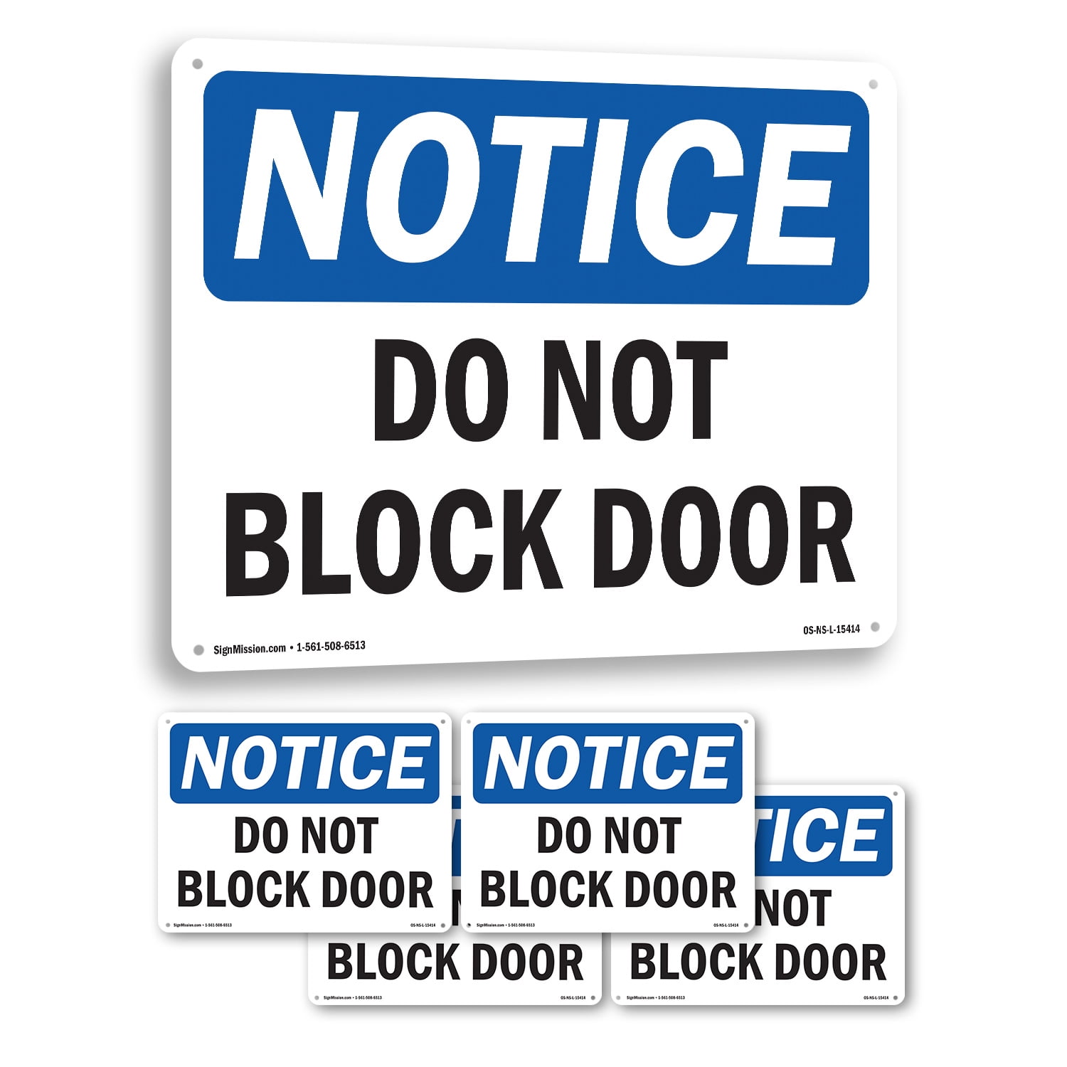 Do Not Block Door OSHA Notice Rigid Plastic Sign 24 Inch x 18 Inch - 5 ...