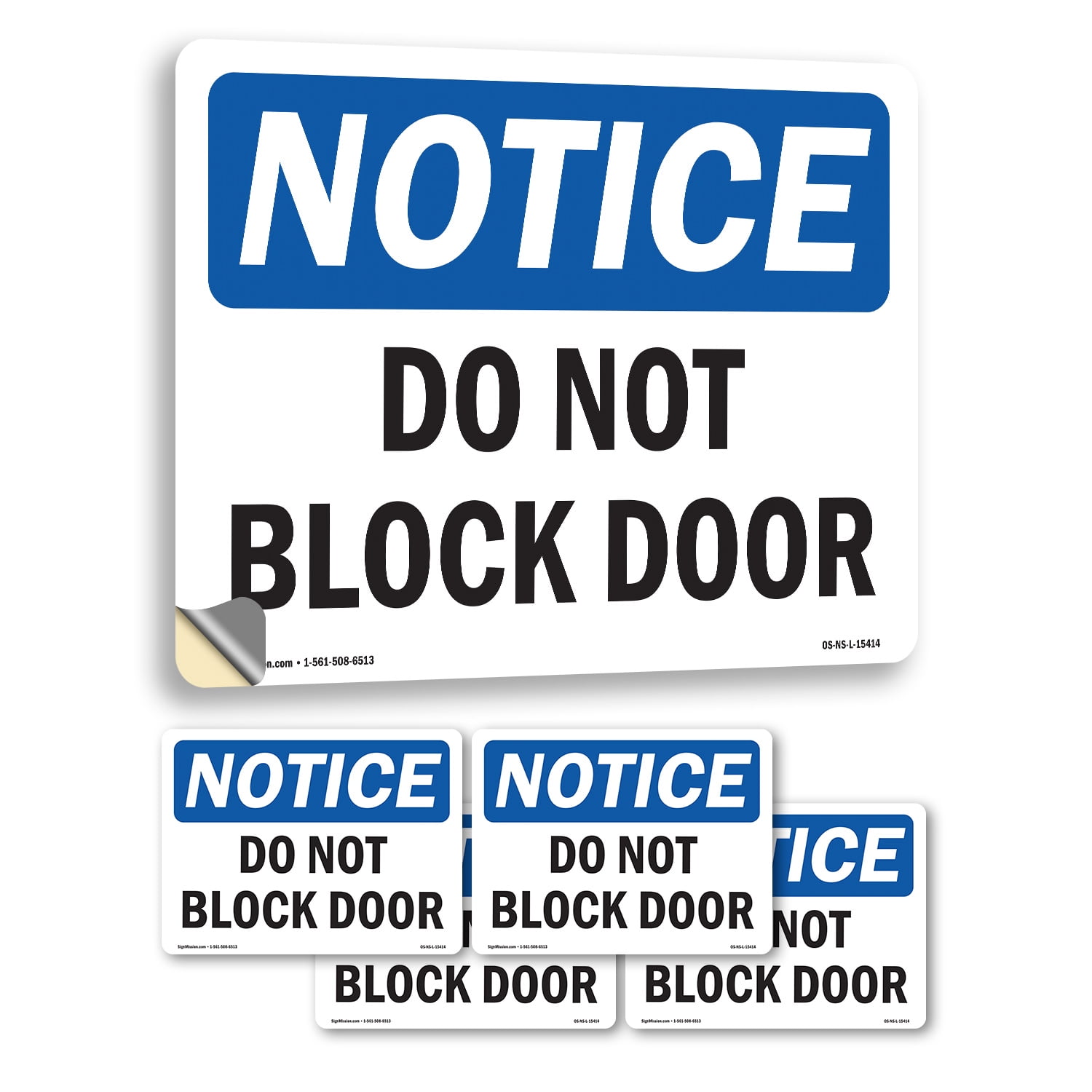 Do Not Block Door OSHA Notice Vinyl Decal Label 18 Inch x 12 Inch - 5 ...