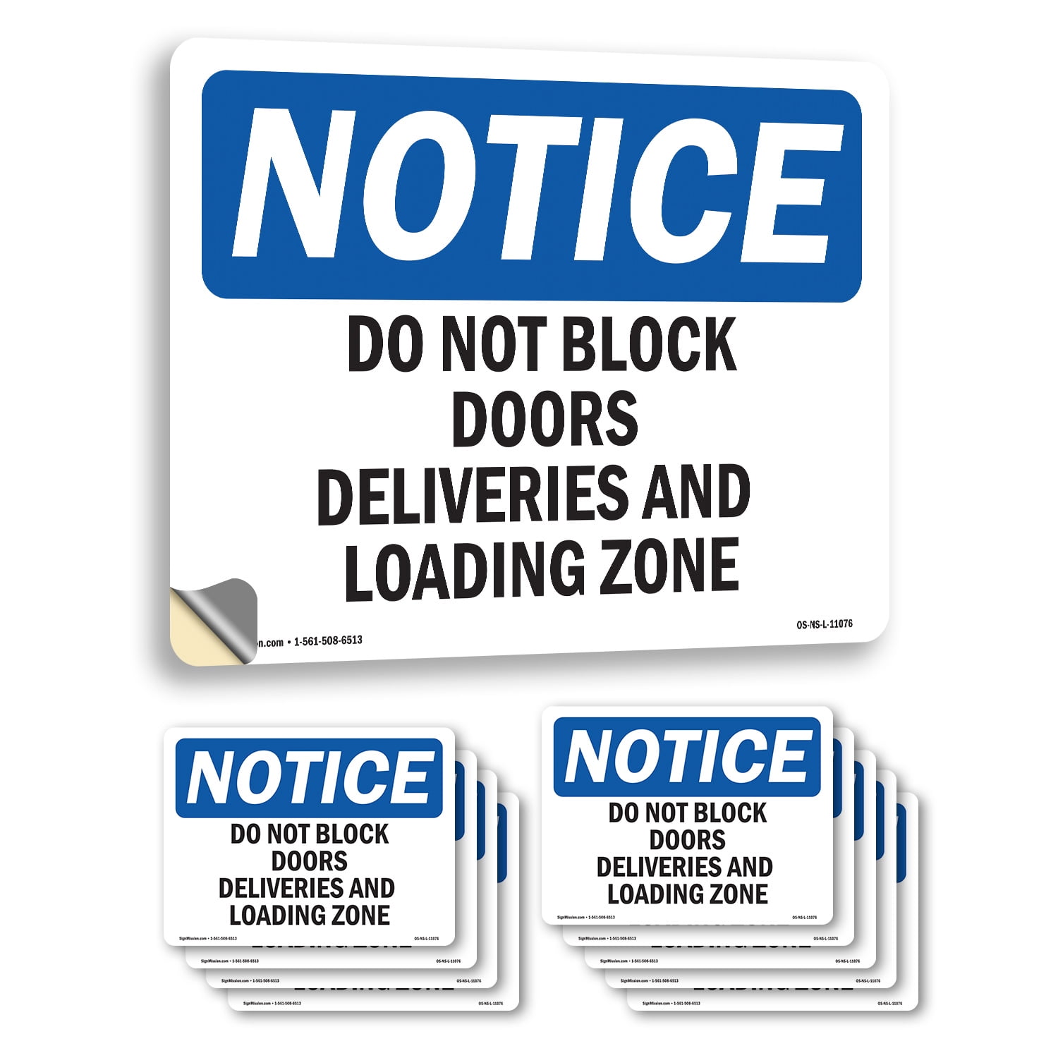 Do Not Block Doors Deliveries And Loading Zone OSHA Notice Vinyl Decal ...
