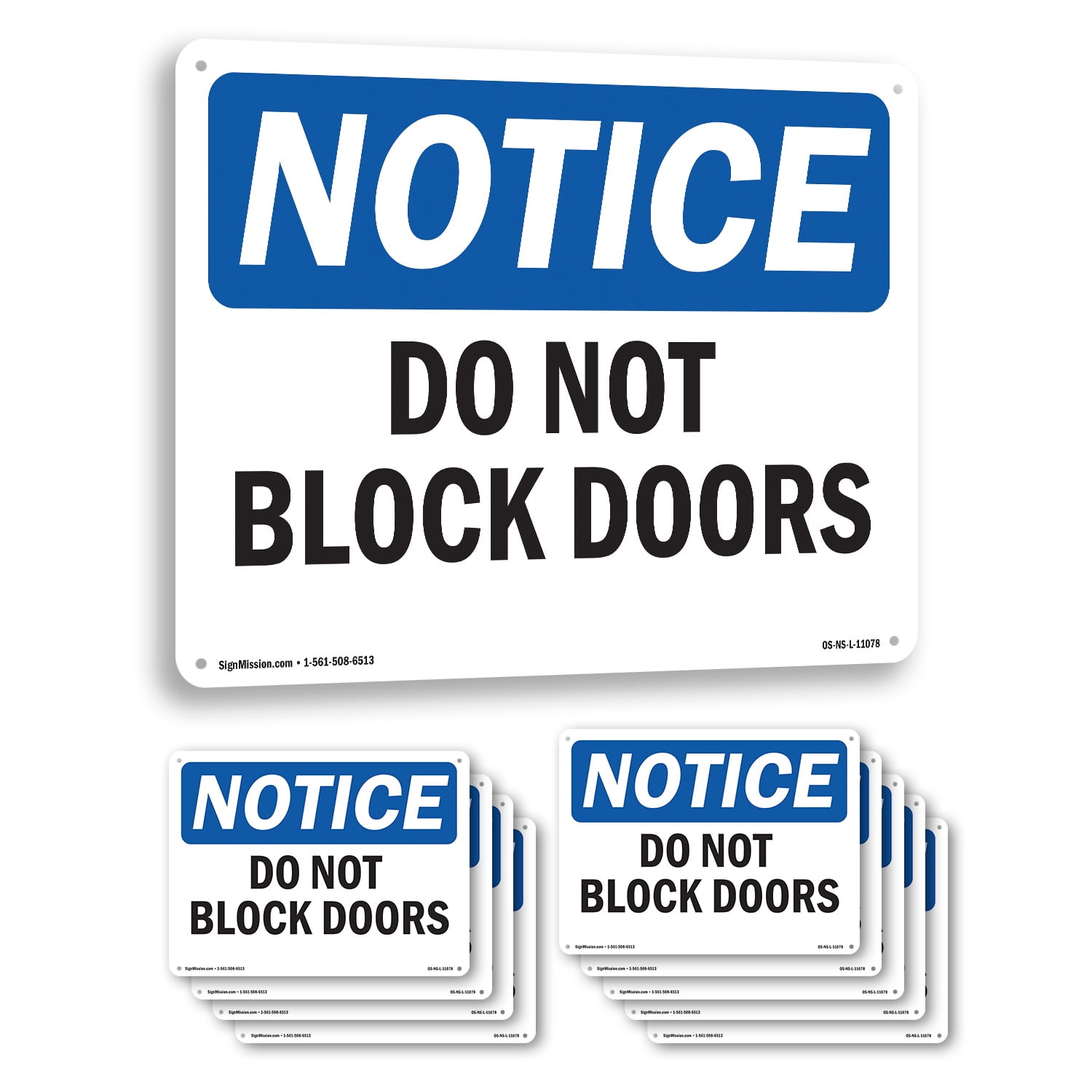 Do Not Block Doors OSHA Notice Aluminum Sign 10 Inch x 7 Inch - 10 Pack ...