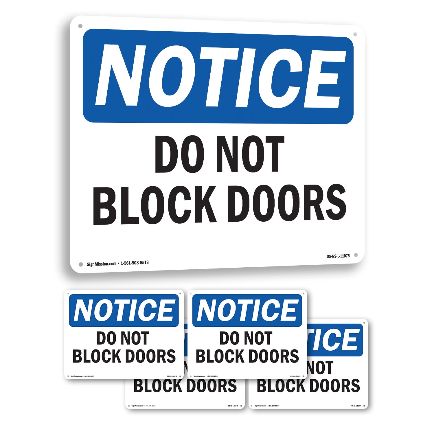 Do Not Block Doors OSHA Notice Rigid Plastic Sign 24 Inch x 18 Inch - 5 ...