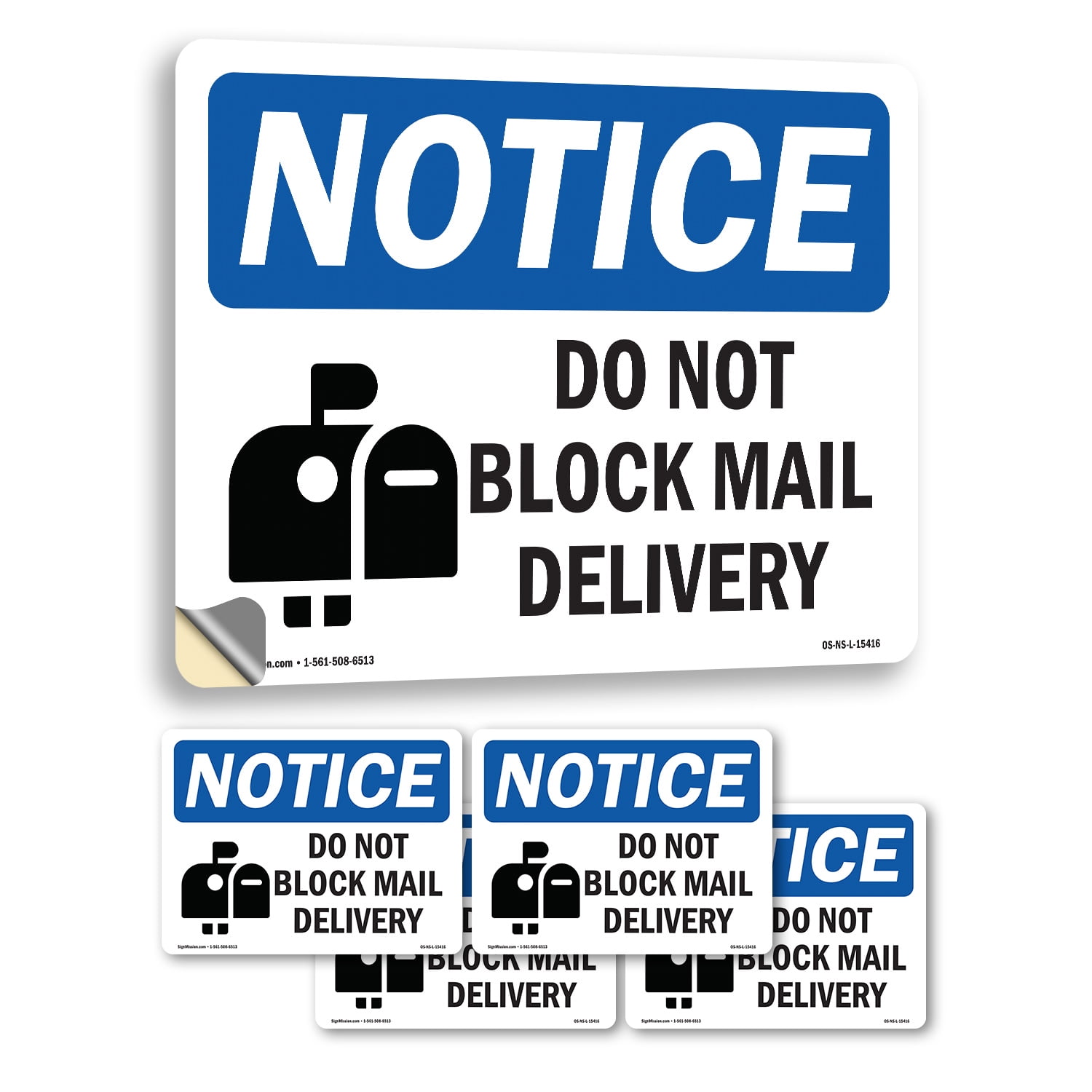 Do Not Block Mail Delivery With Symbol OSHA Notice Vinyl Decal Label 10 ...