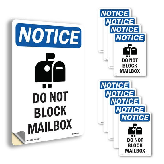 Do Not Block Mailbox With Symbol OSHA Notice Vinyl Decal Label 10 Inch ...
