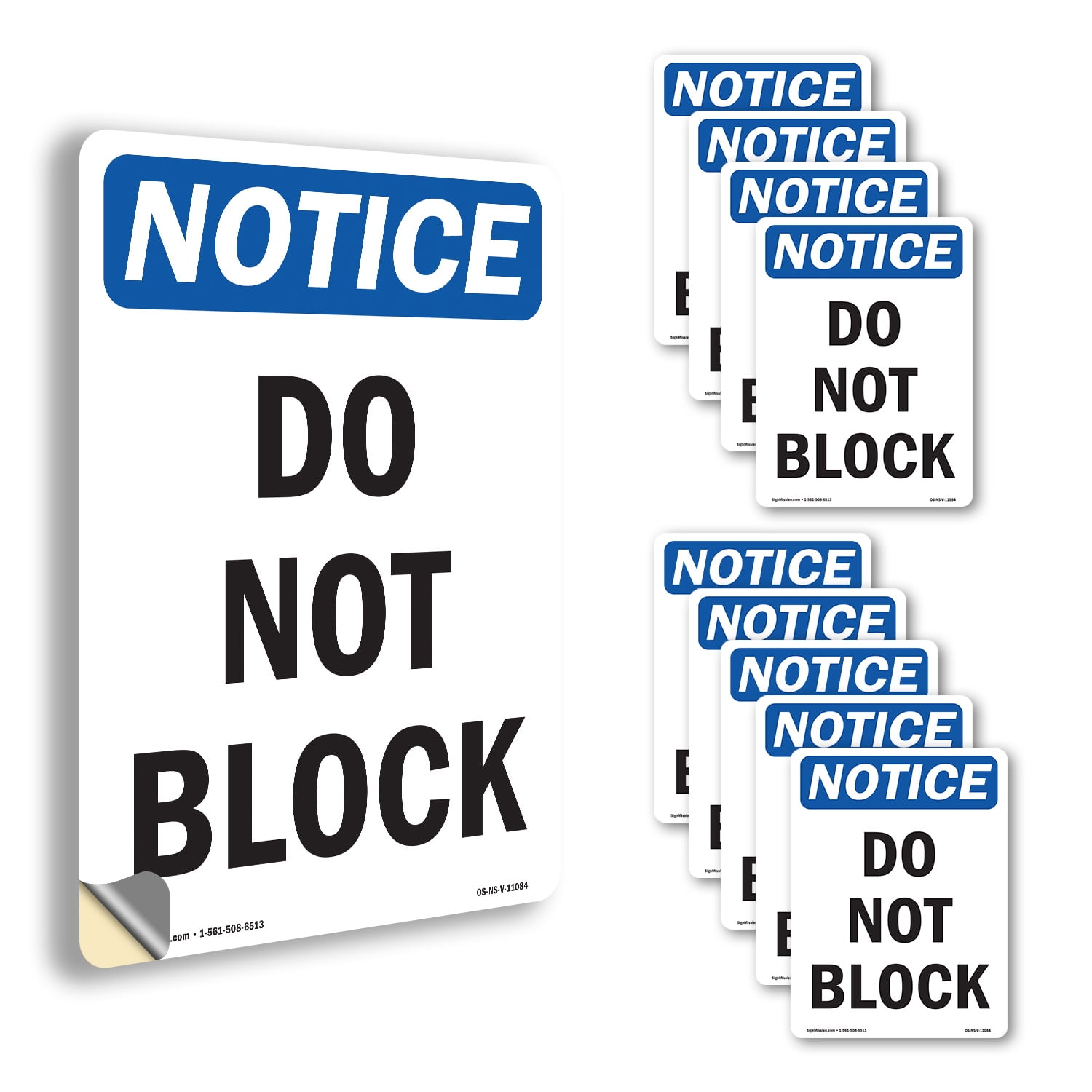 Do Not Block OSHA Notice Vinyl Decal Label 18 Inch x 12 Inch - 10 Pack ...
