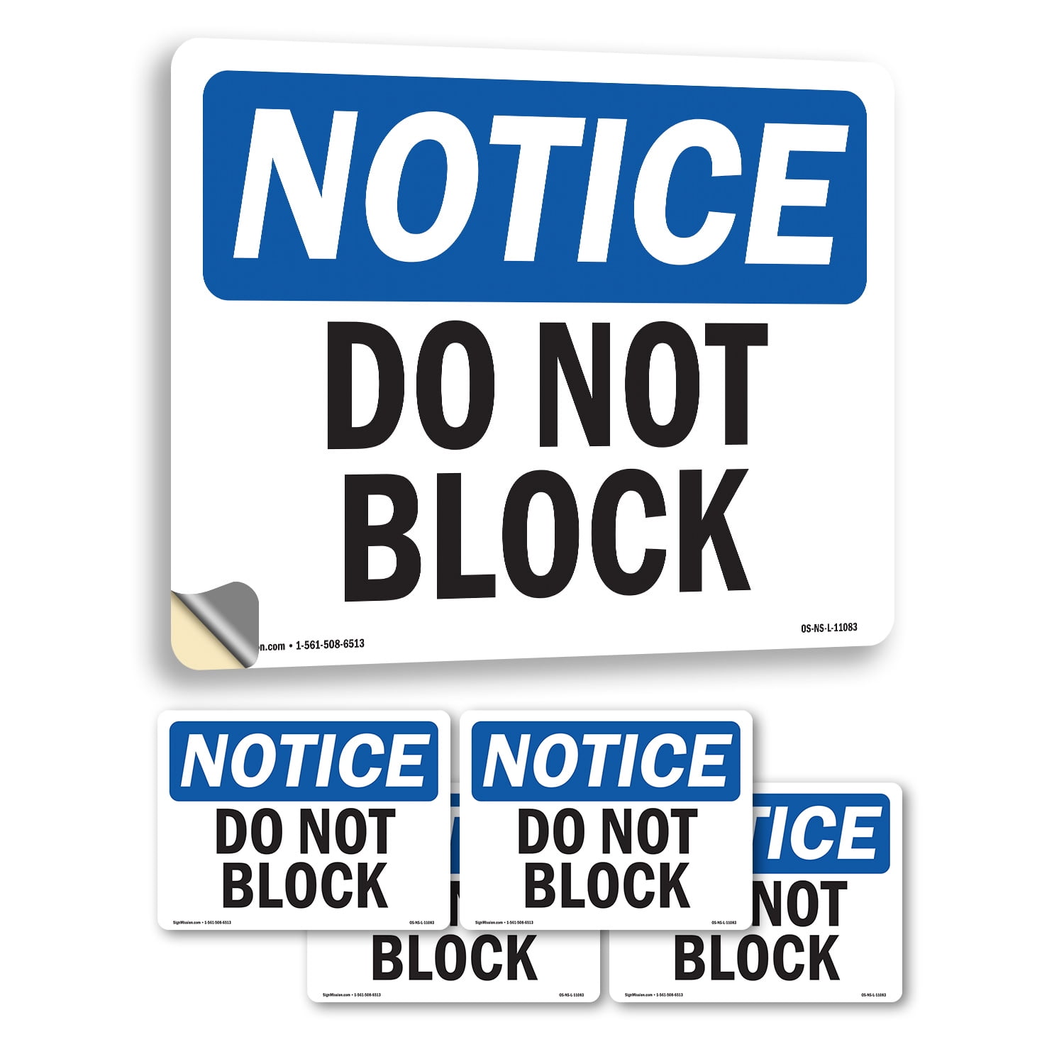 Do Not Block OSHA Notice Vinyl Decal Label 24 Inch x 18 Inch - 5 Pack ...