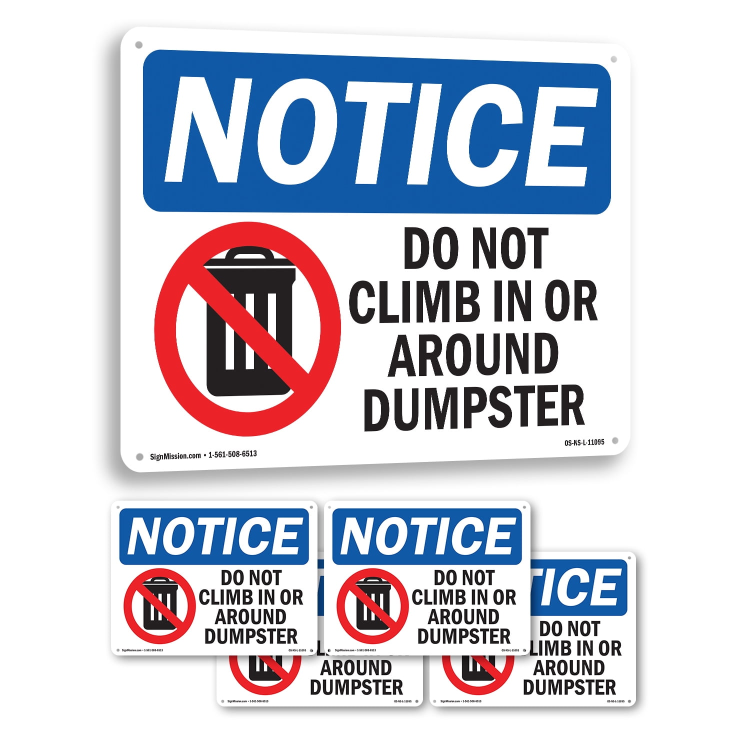 Do Not Climb In Or Around Dumpster OSHA Notice Rigid Plastic Sign 14 ...
