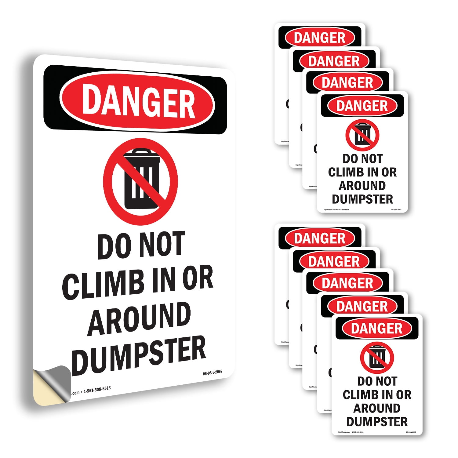 Do Not Climb In Or OSHA Danger Vinyl Decal Label 10 Inch x 7 Inch - 10 ...