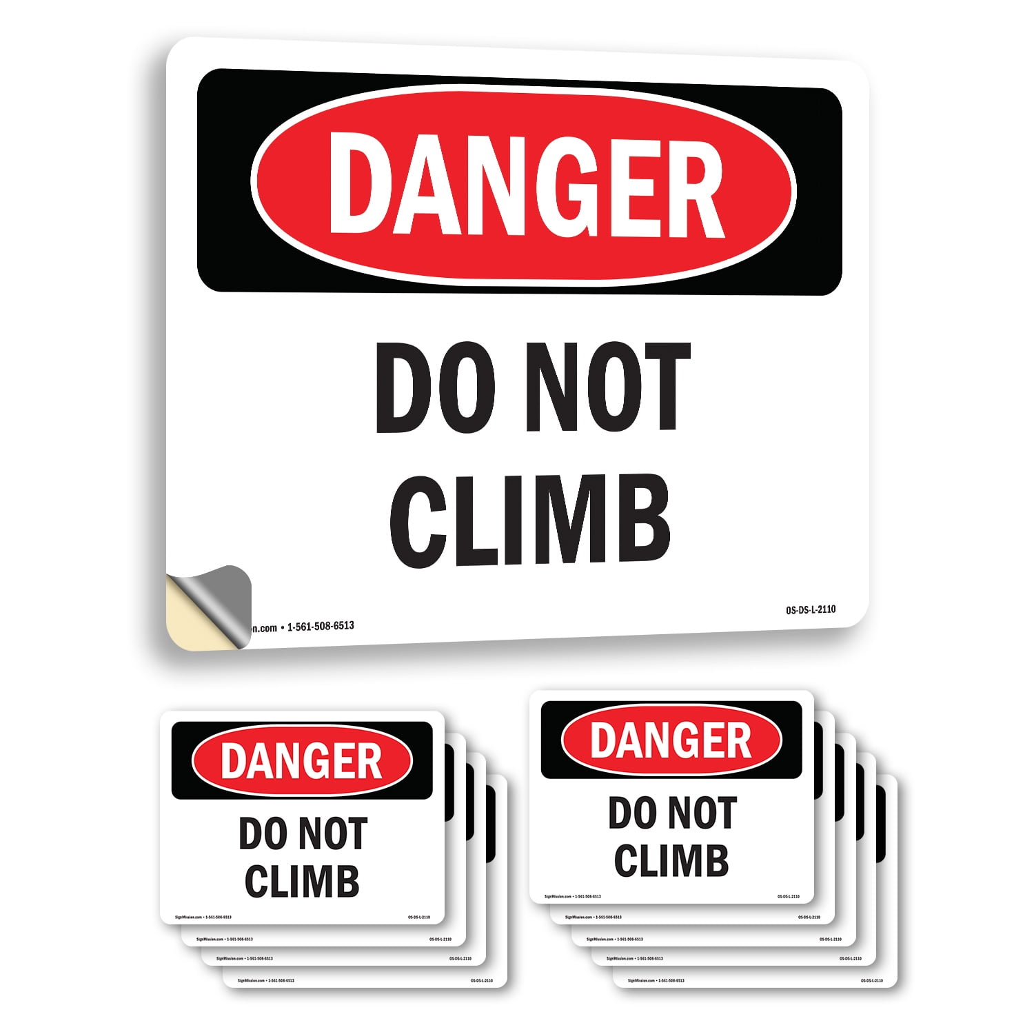 Do Not Climb OSHA Danger Vinyl Decal Label 10 Inch x 7 Inch - 10 Pack ...