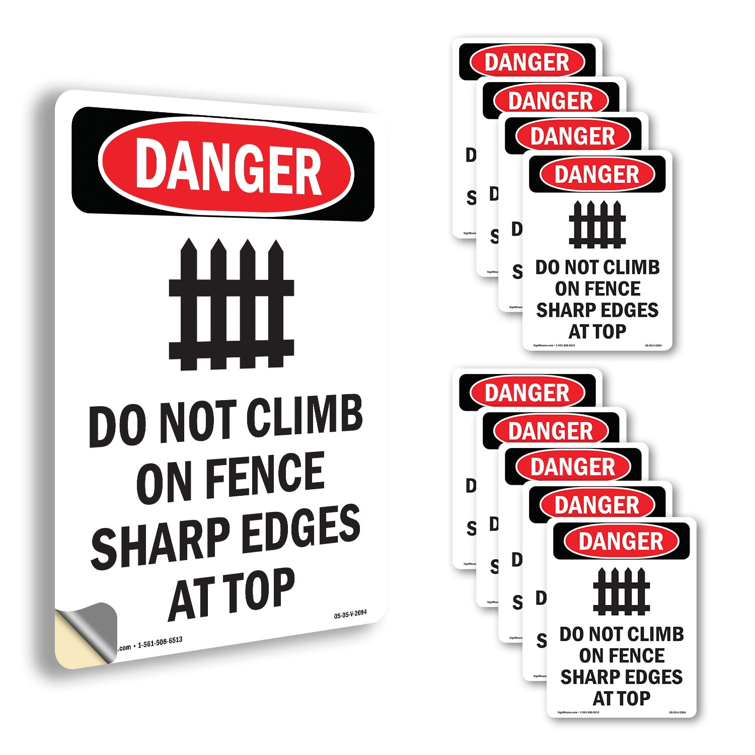 Do Not Climb On Fence OSHA Danger Vinyl Decal Label 18 Inch x 12 Inch ...