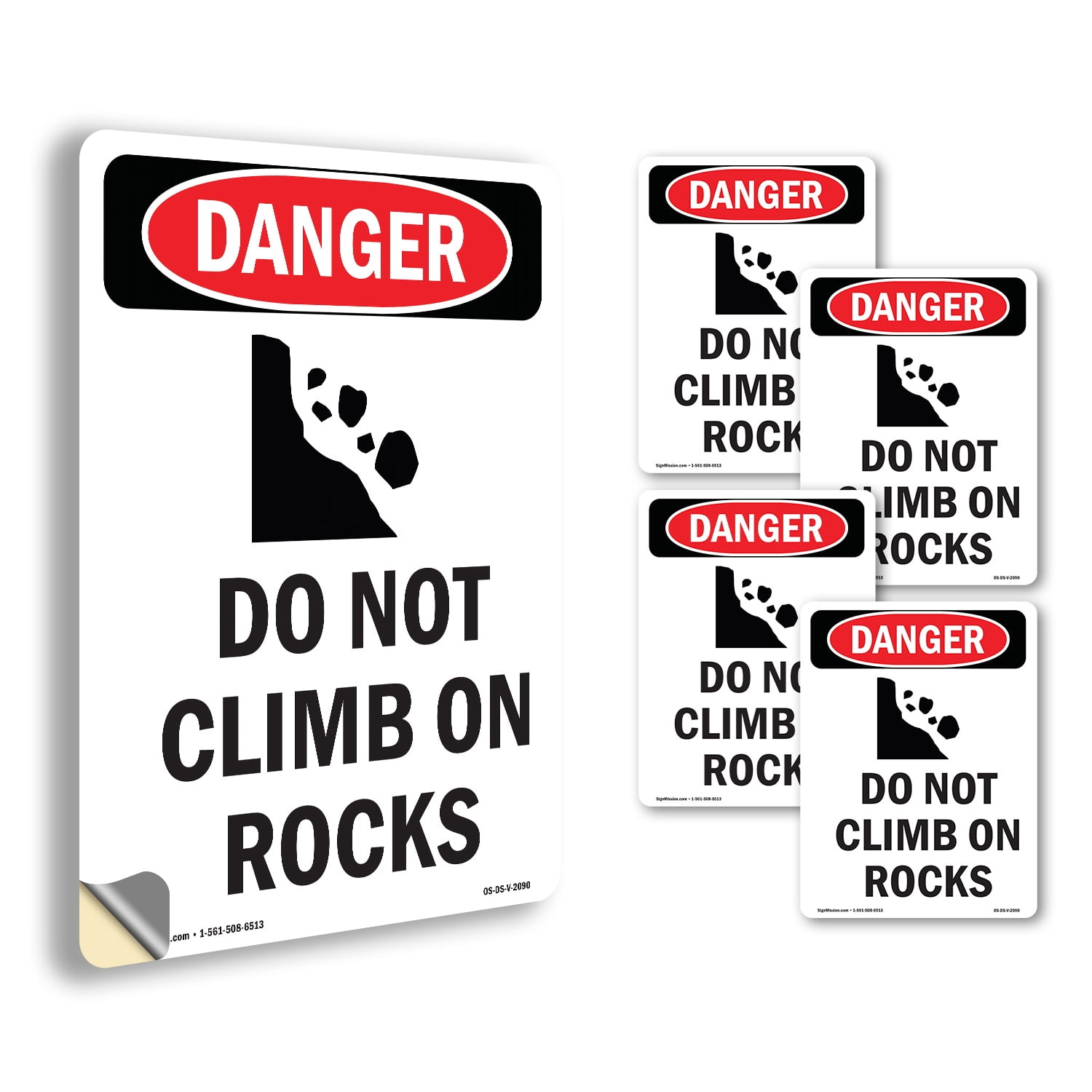 Do Not Climb On Rocks OSHA Danger Vinyl Decal Label 5 Inch x 3.5 Inch ...