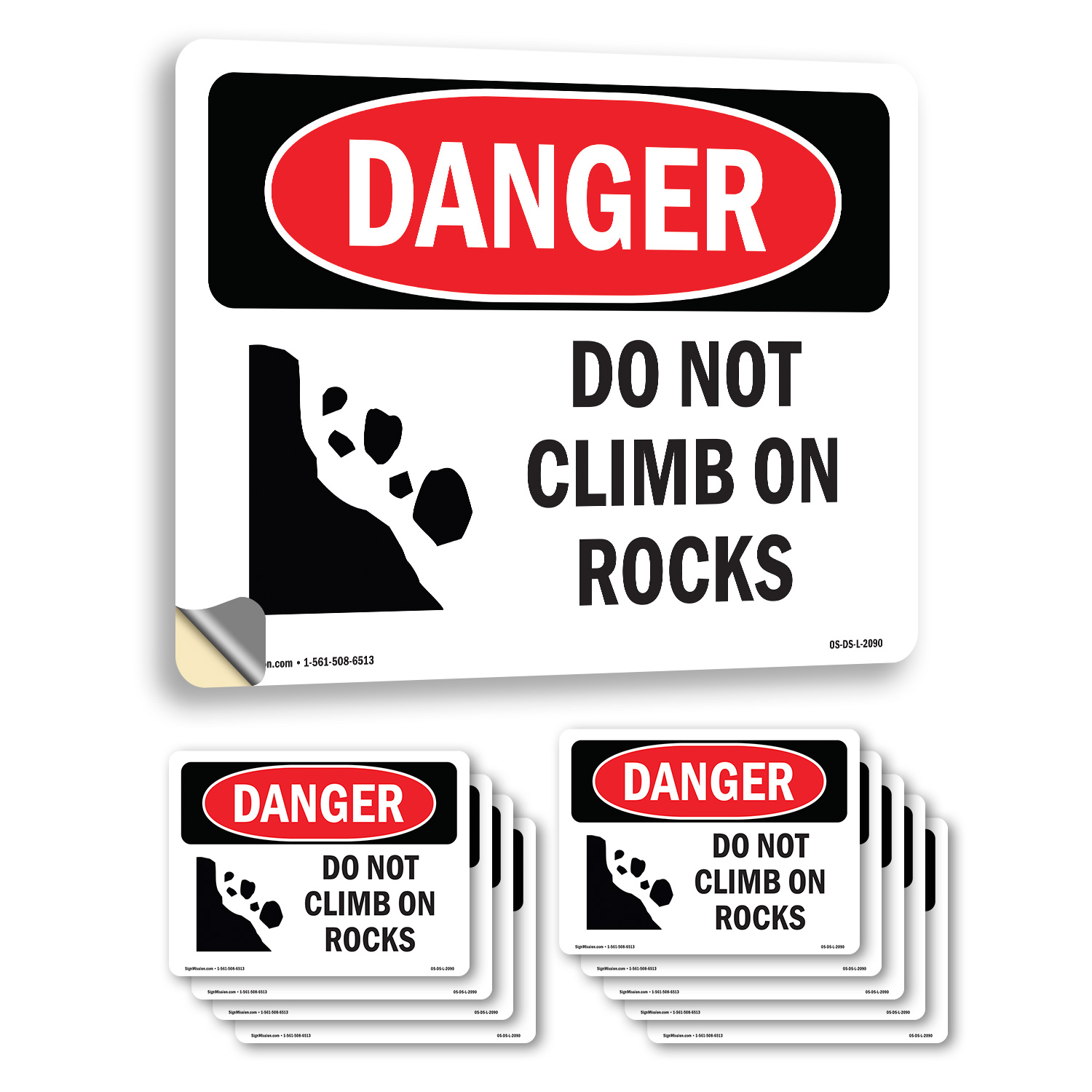 Do Not Climb On Rocks OSHA Danger Vinyl Decal Label 7 Inch x 5 Inch ...