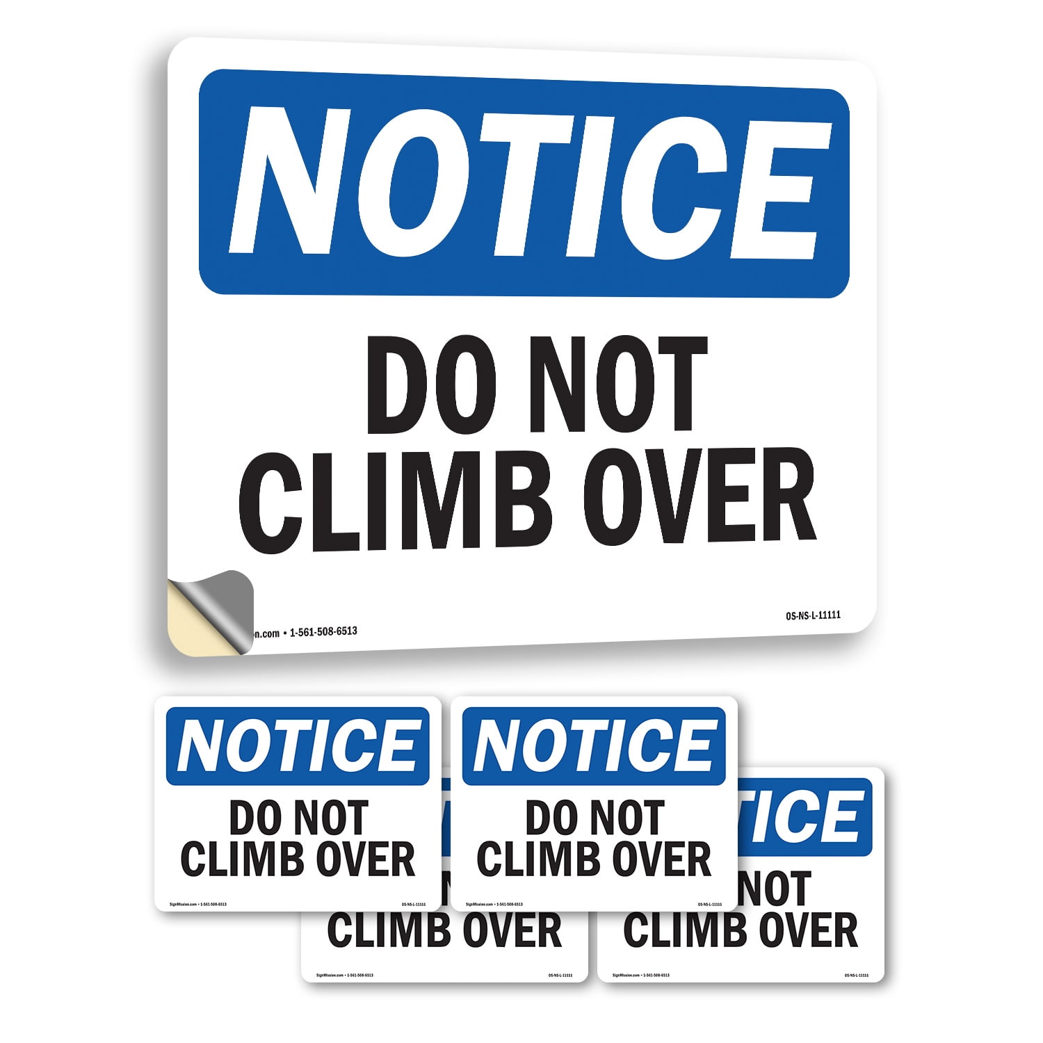Do Not Climb Over OSHA Notice Vinyl Decal Label 10 Inch x 7 Inch - 5 ...