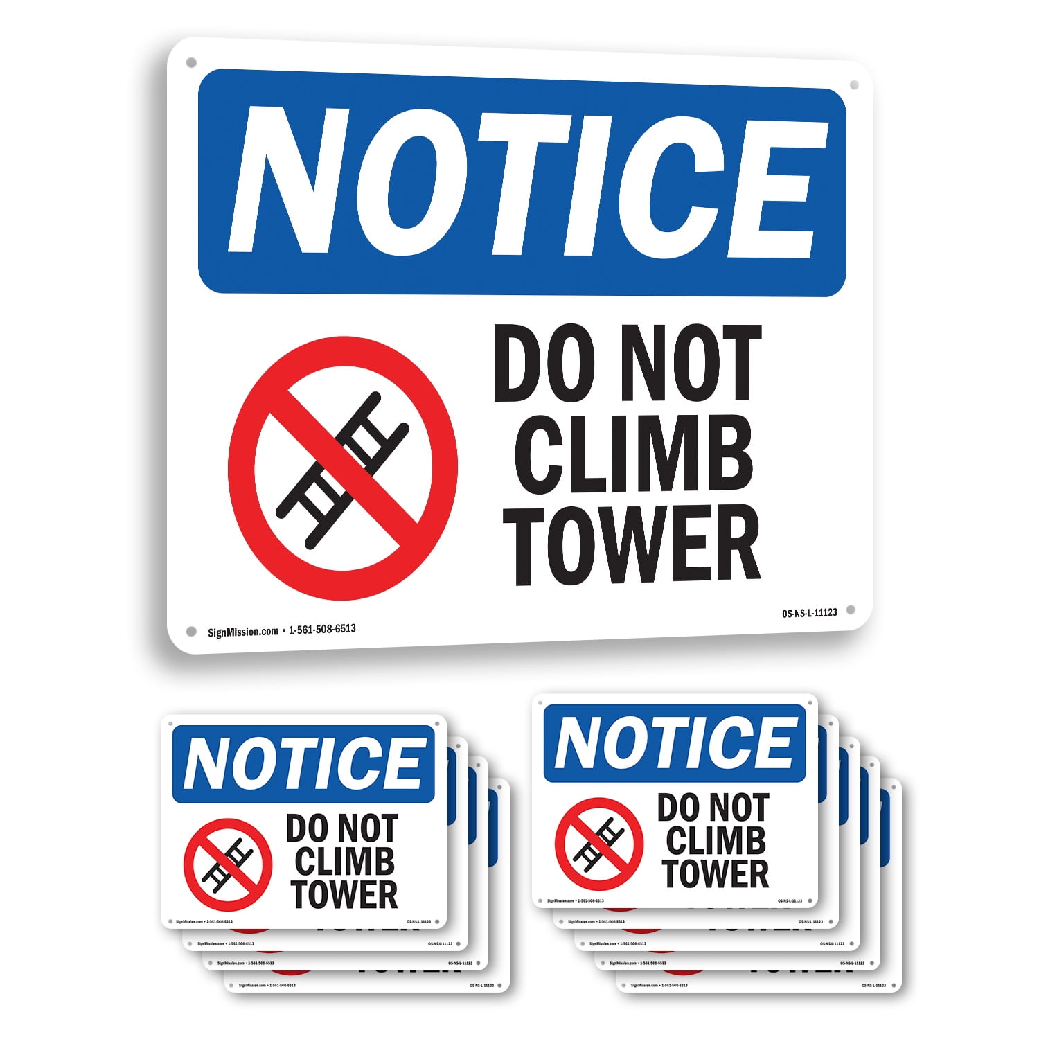 Do Not Climb Tower OSHA Notice Aluminum Sign 10 Inch x 7 Inch - 10 Pack ...
