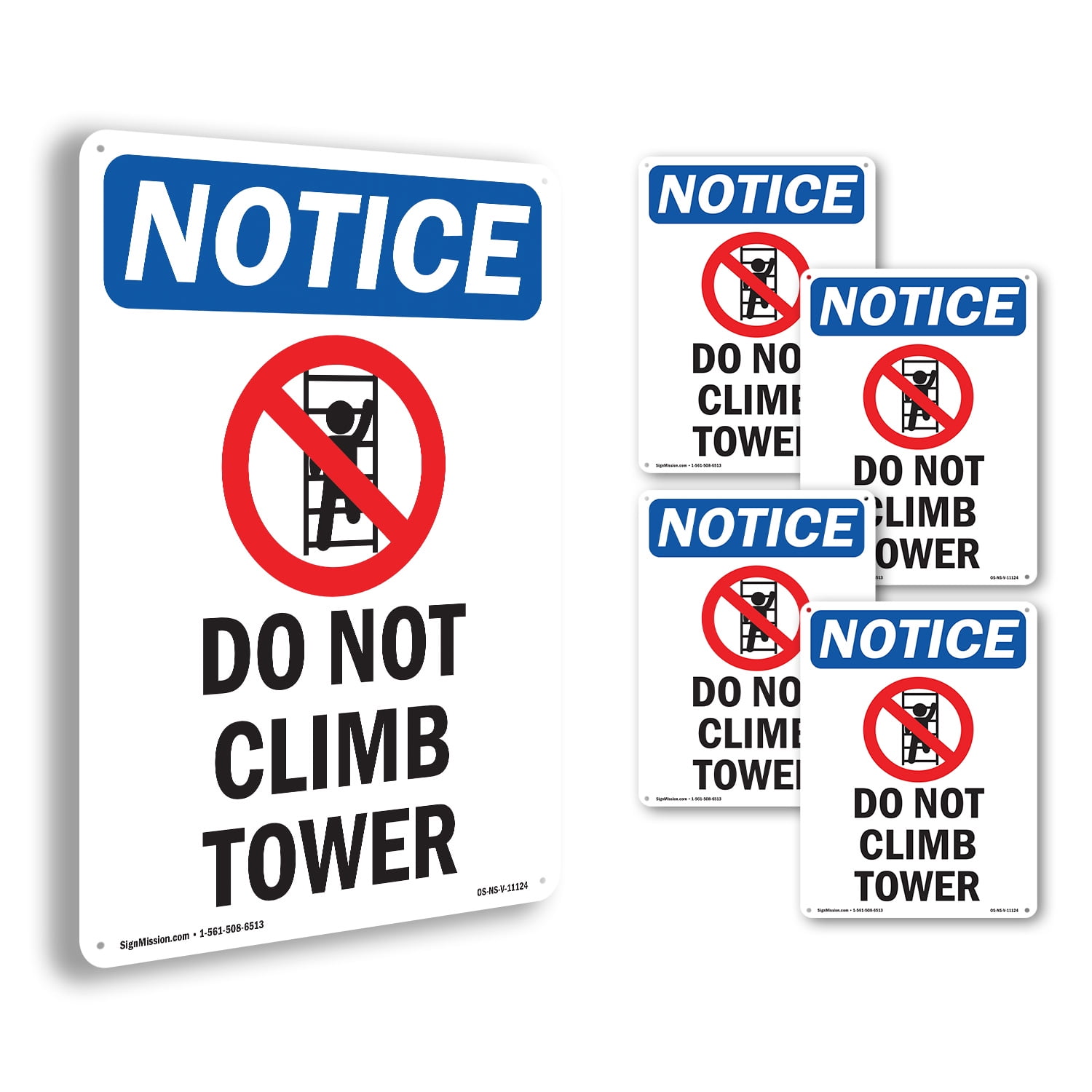 Do Not Climb Tower OSHA Notice Rigid Plastic Sign 24 Inch x 18 Inch - 5 ...