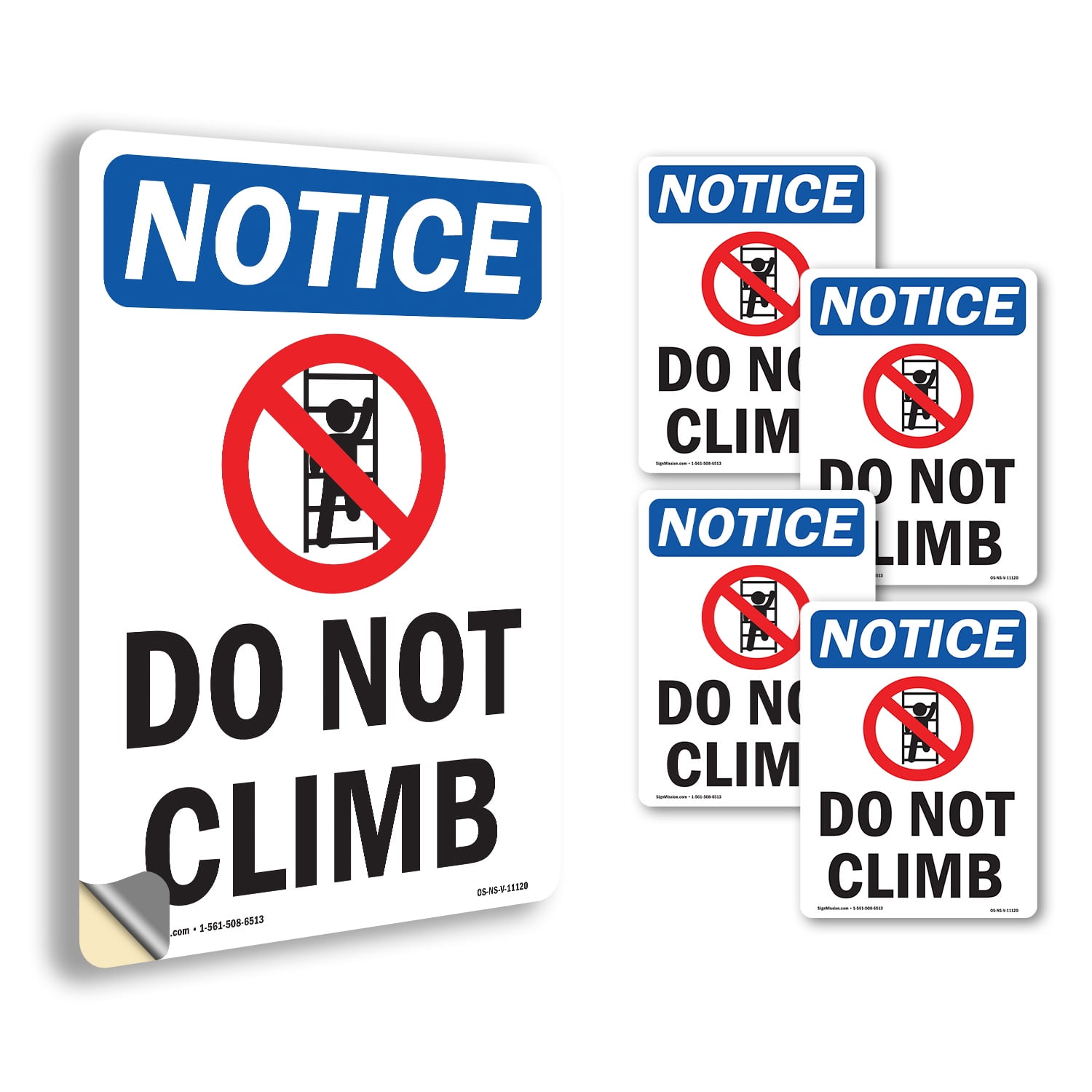 Do Not Climb With Symbol OSHA Notice Vinyl Decal Label 18 Inch x 12 ...