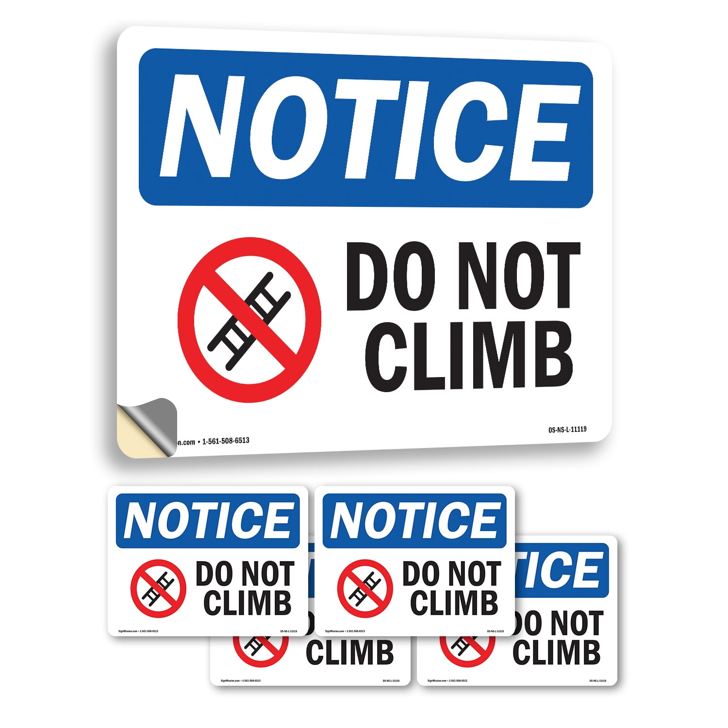 Do Not Climb With Symbol OSHA Notice Vinyl Decal Label 18 Inch x 12 ...
