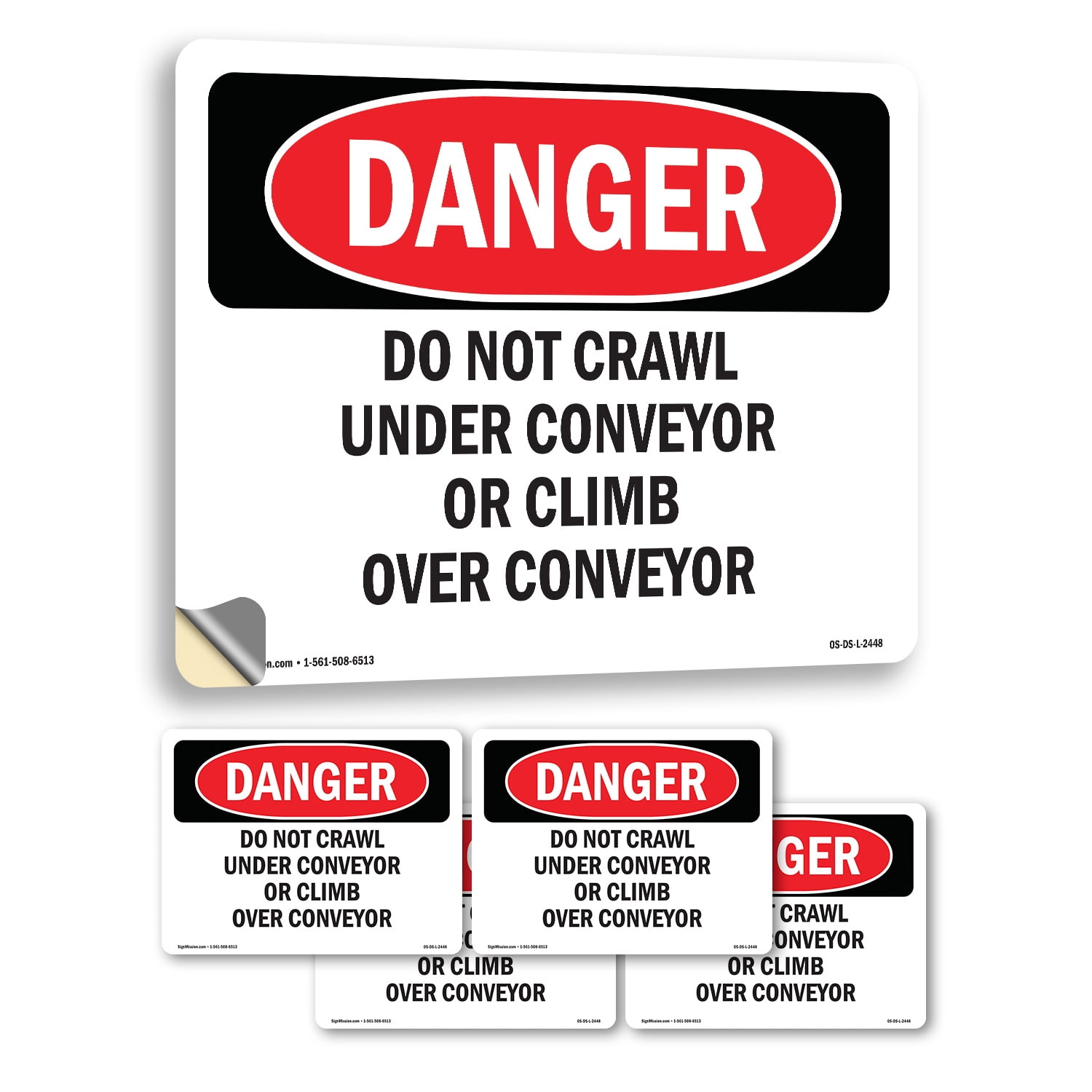 Do Not Crawl Under Conveyor Or Climb Over Conveyor OSHA Danger Vinyl ...