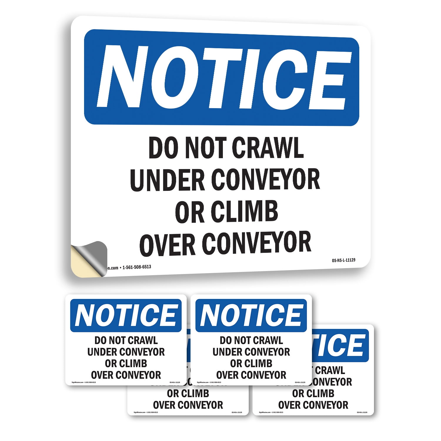 Do Not Crawl Under Conveyor Or Climb Over Conveyor OSHA Notice Vinyl ...
