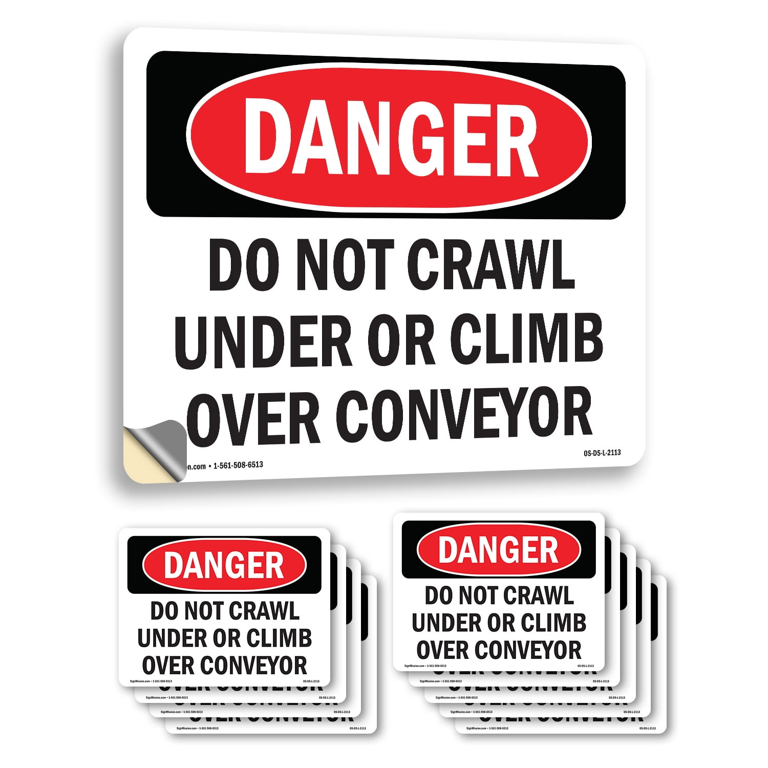 Do Not Crawl Under Or Climb Over Conveyor OSHA Danger Vinyl Decal Label ...