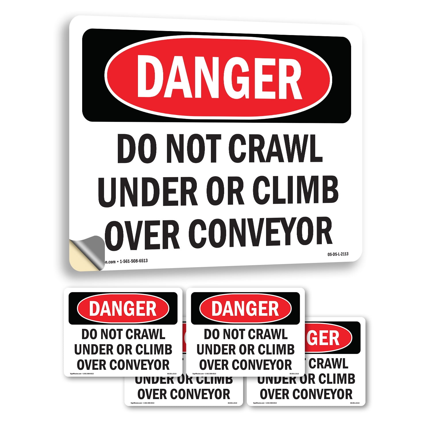 Do Not Crawl Under Or Climb Over Conveyor OSHA Danger Vinyl Decal Label ...