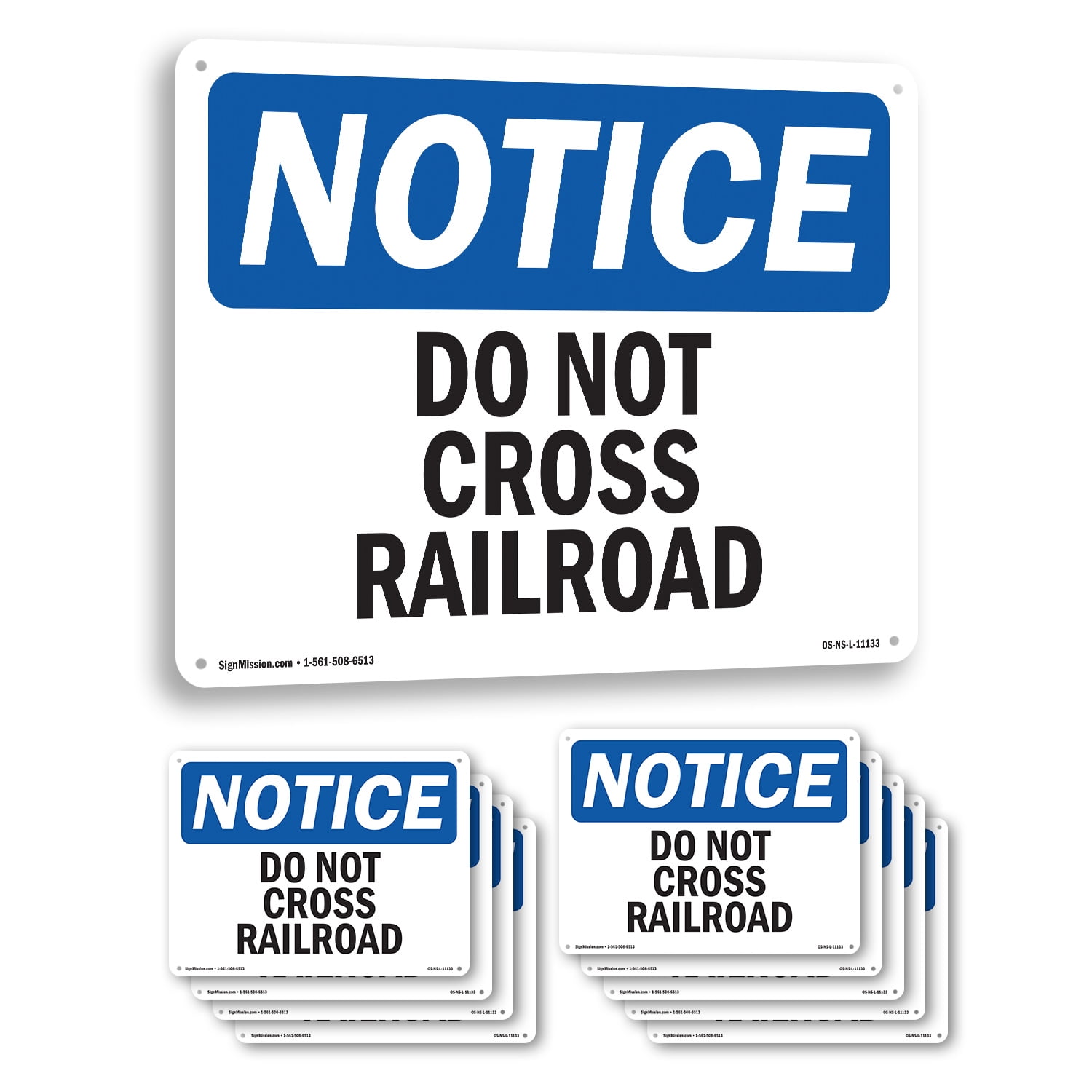 Do Not Cross Railroad OSHA Notice Aluminum Sign 18 Inch x 12 Inch - 10 ...
