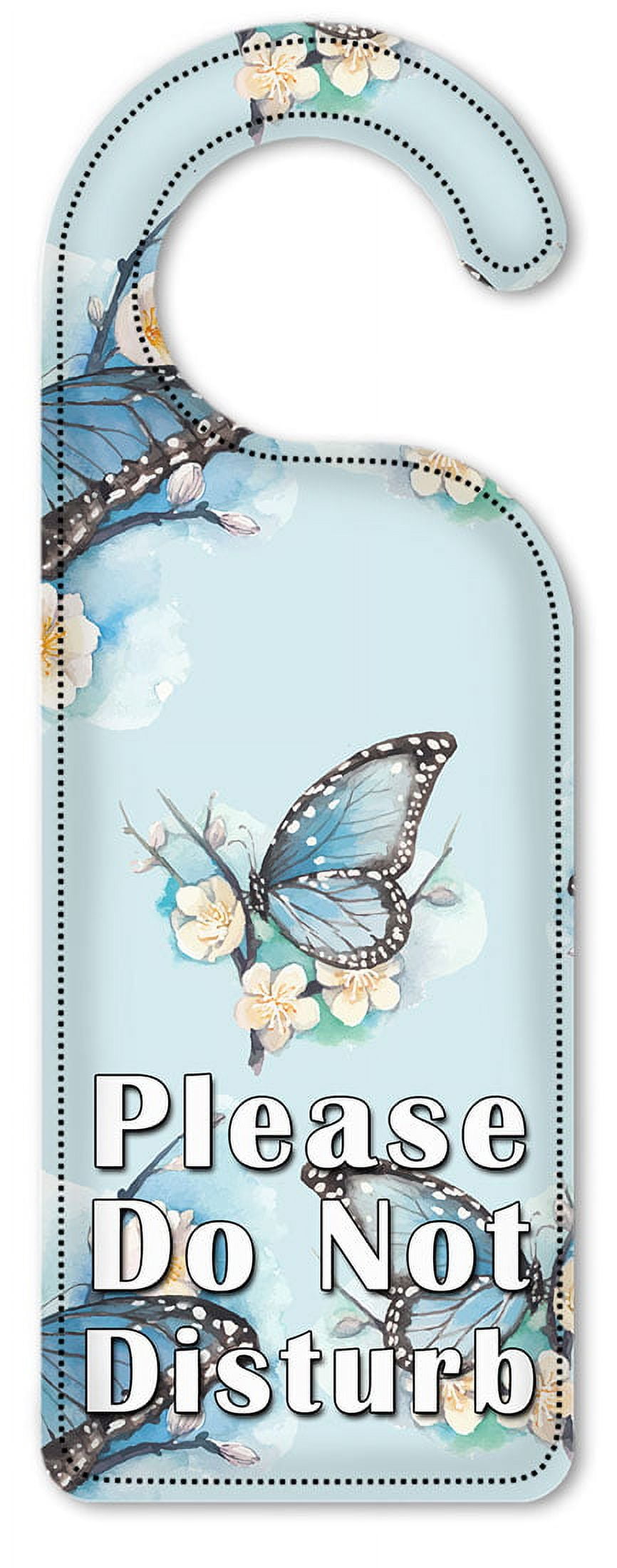 Do Not Disturb Door Knob Hanger Sign - Blue Butterflies on White ...