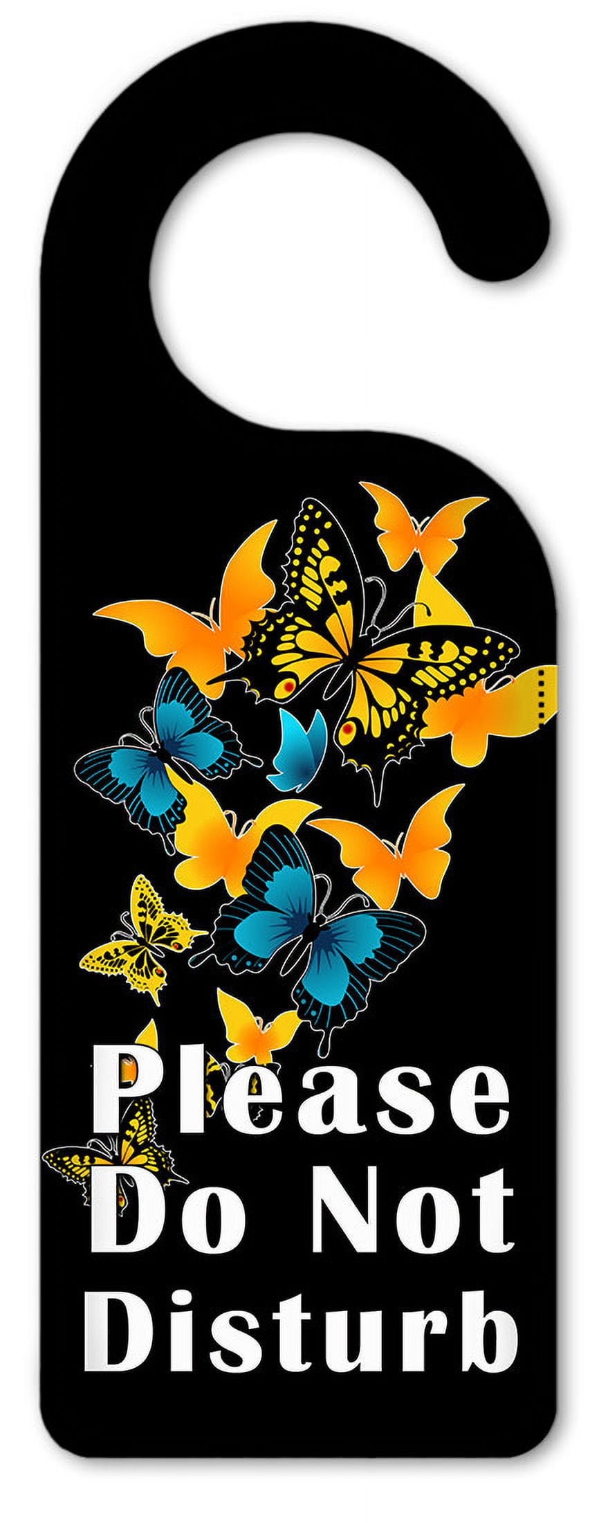 Do Not Disturb Door Knob Hanger Sign - Blue & Yellow Butterflies ...