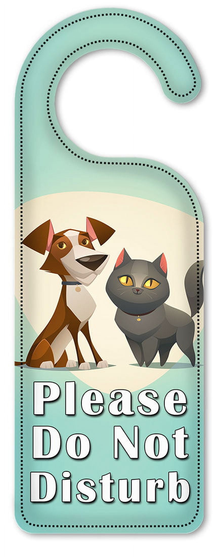 Do Not Disturb Door Knob Hanger Sign - Cat & Dog Blue Background ...