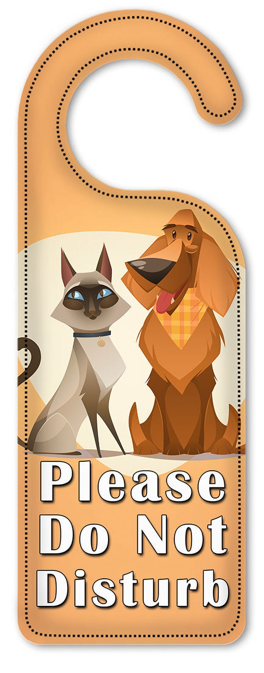 Do Not Disturb Door Knob Hanger Sign - Cat & Dog Orange Background ...