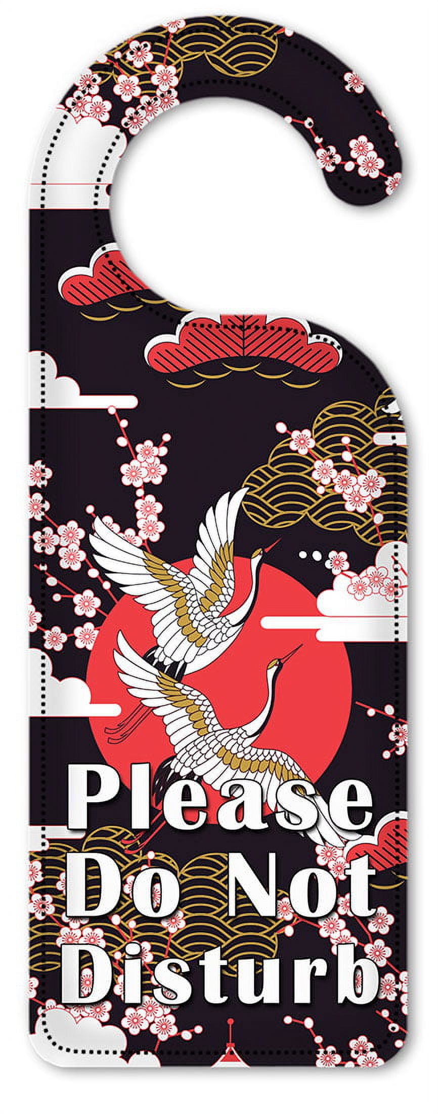 Do Not Disturb Door Knob Hanger Sign - Red, White & Gold Flying Cranes ...