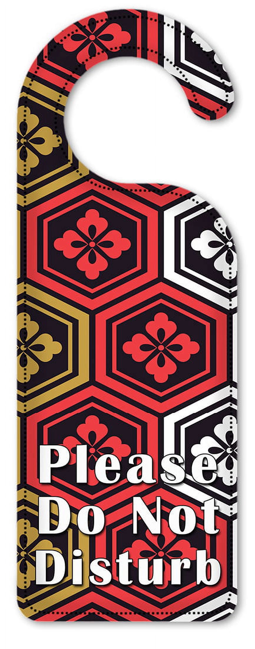 Do Not Disturb Door Knob Hanger Sign - Red, White & Gold Hexagon Flower ...
