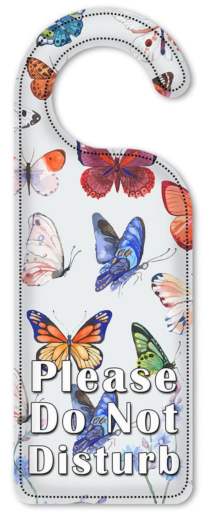 Do Not Disturb Door Knob Hanger Sign - Watercolor Butterflies - Walmart.com