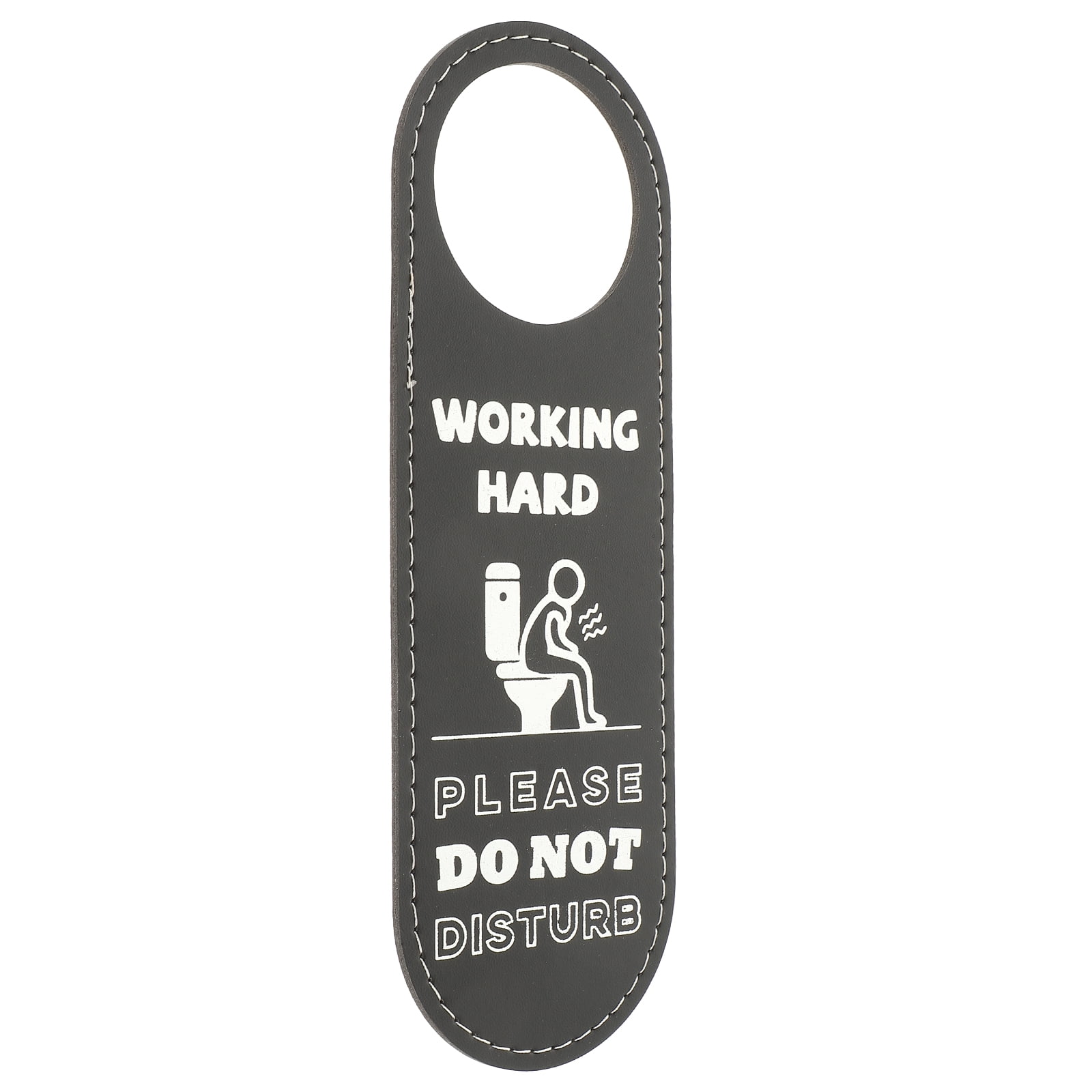 Double Sided Door Hanger Sign for Bathroom in PU Leather Black Color ...