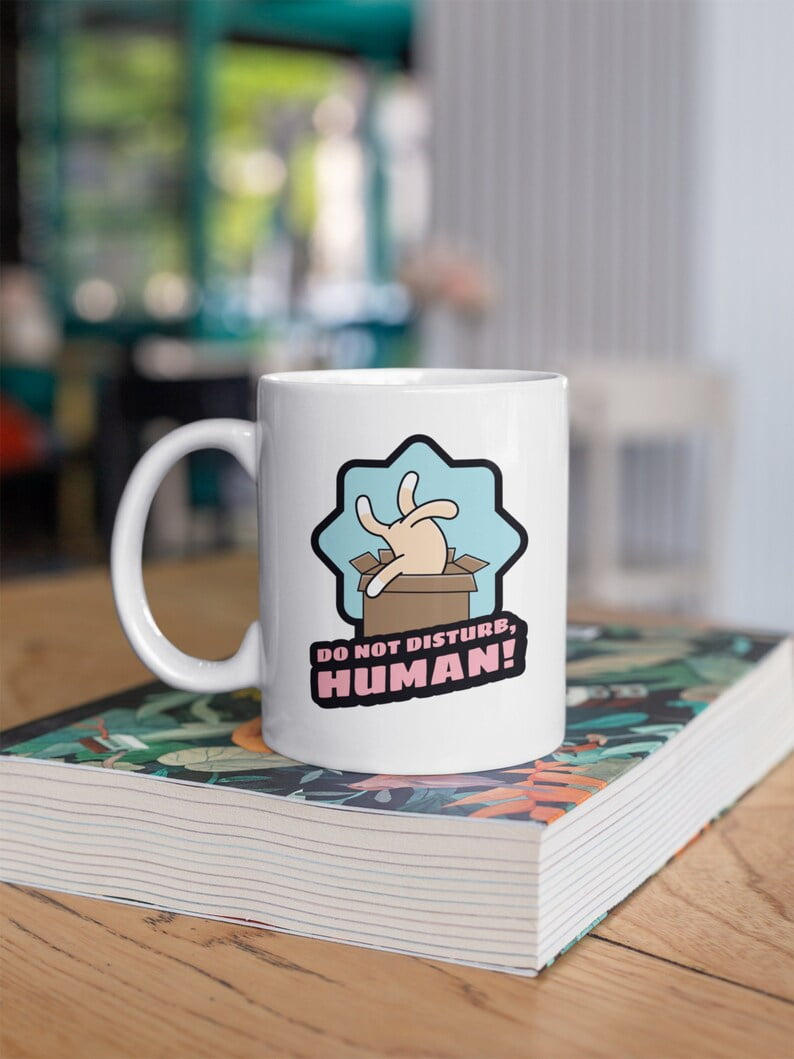 Do Not Disturb Human Funny C1Artoon C1At Mug 11oz 330ml Cute Kitten Gif ...