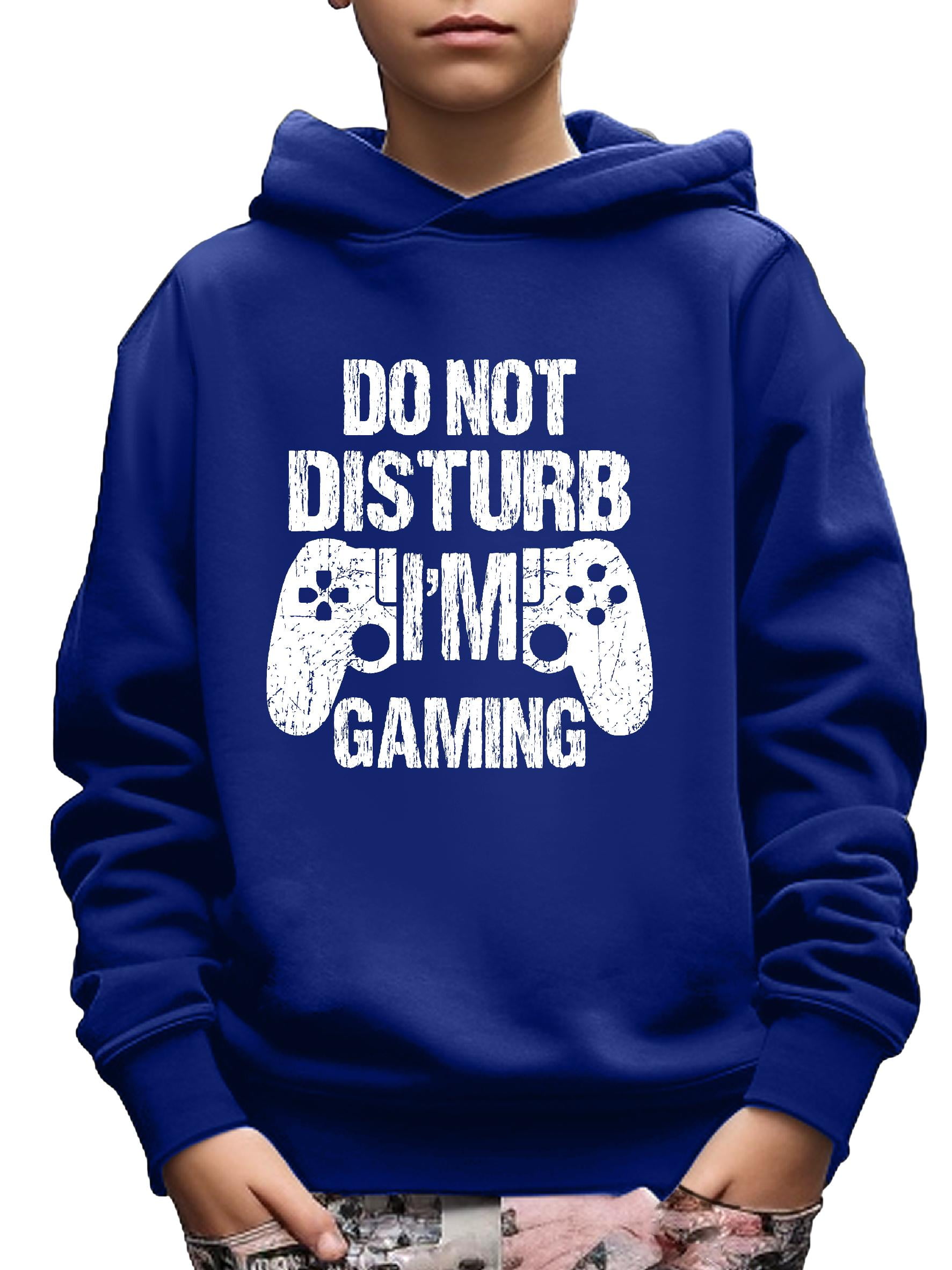 "Do Not Disturb I'm Gaming" Print Hoodie For Kids, Stylish Hooded Long ...