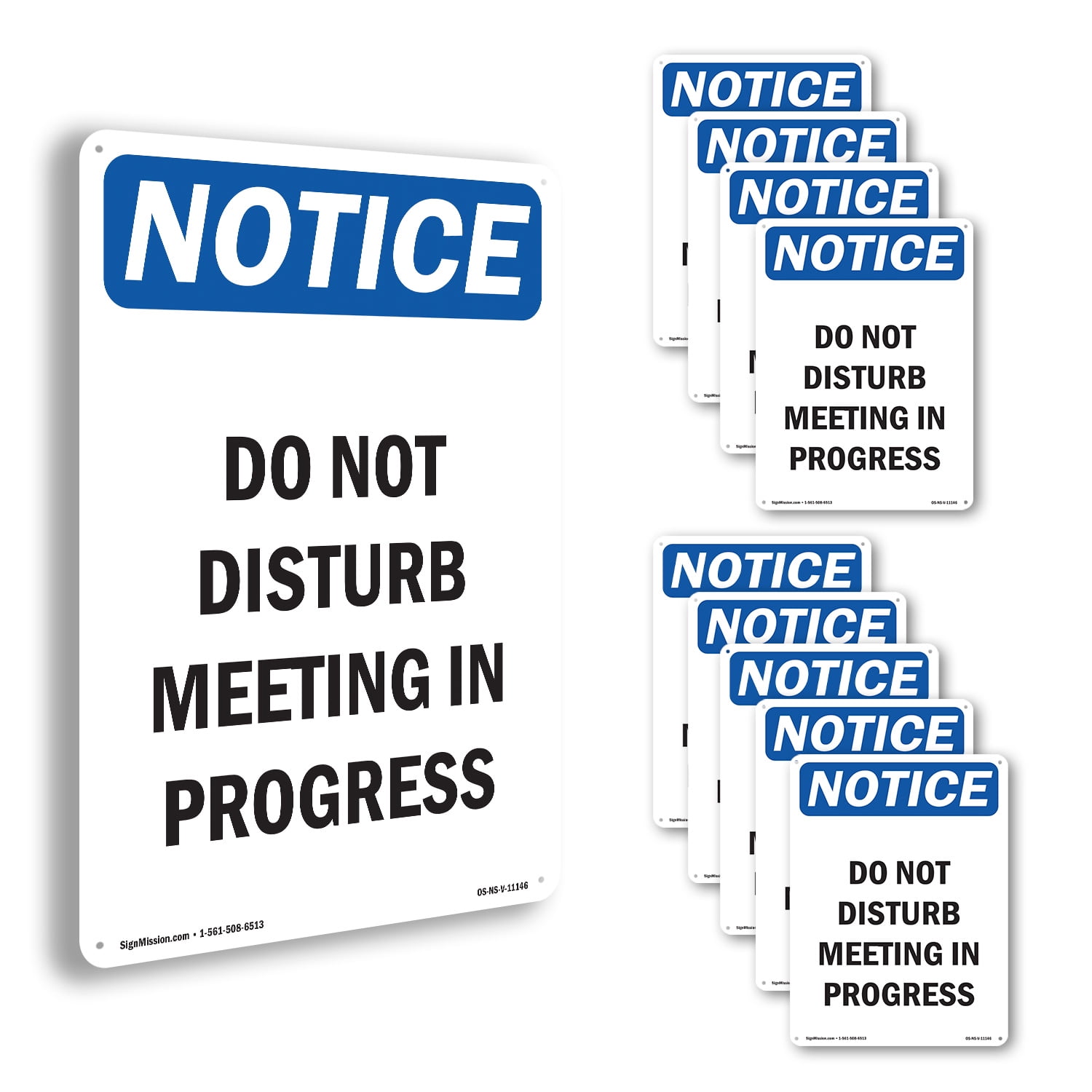 Do Not Disturb Meeting In Progress OSHA Notice Rigid Plastic Sign 10 Inch x 7 Inch - 10 Pack ...
