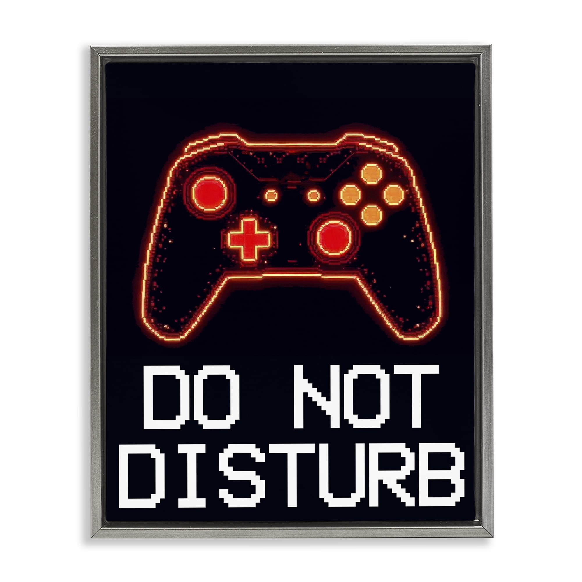 Do Not Disturb Neon Control Gray Framed Floater Canvas Wall Art, design ...