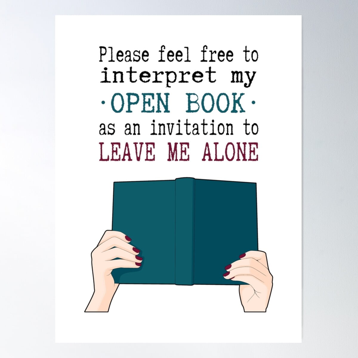 Do Not Disturb The Reader Open Book Poster Wall Art, Modern Wall Decor ...