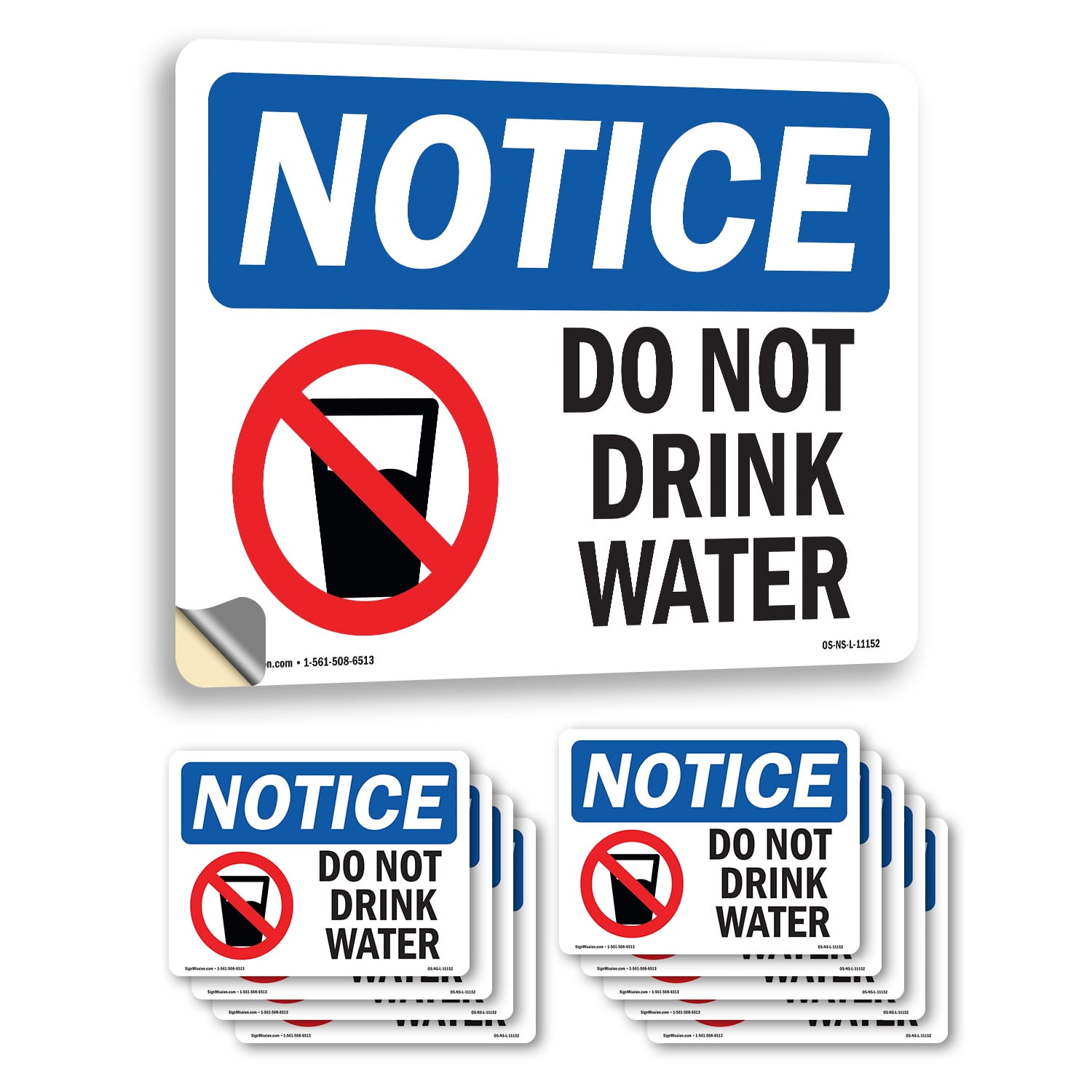 Do Not Drink Water With Symbol OSHA Notice Vinyl Decal Label 10 Inch x ...