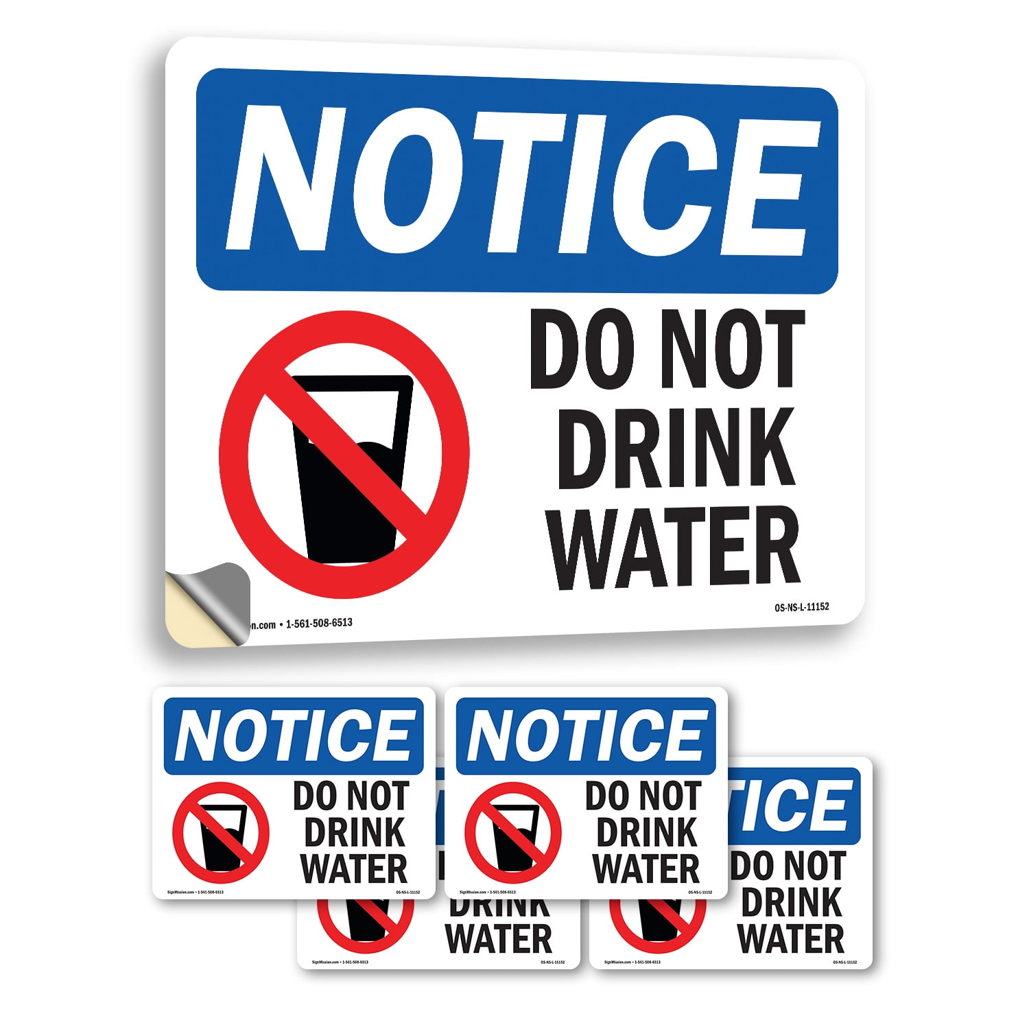 Do Not Drink Water With Symbol OSHA Notice Vinyl Decal Label 18 Inch x ...