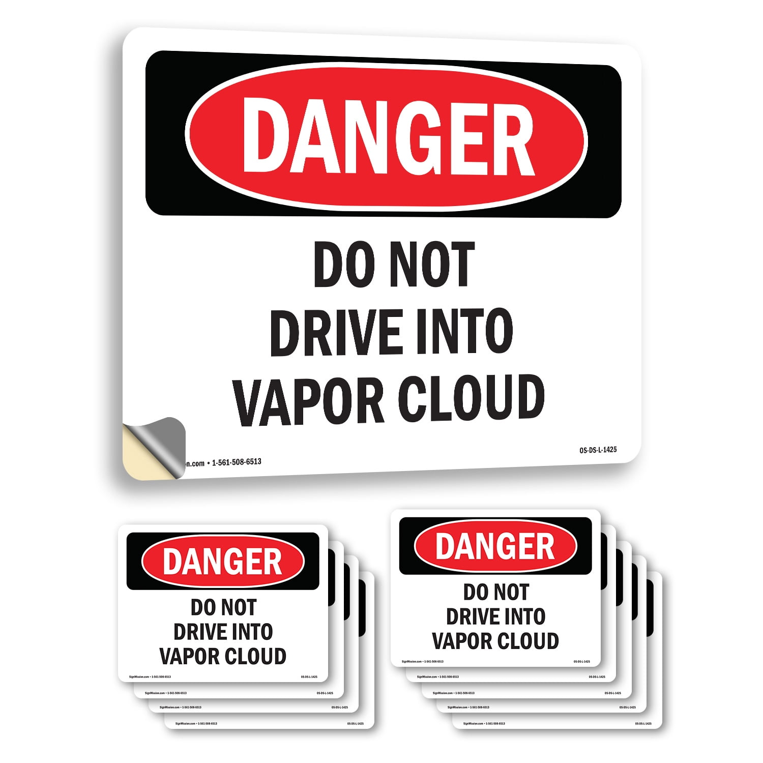 Do Not Drive Into Vapor Cloud OSHA Danger Vinyl Decal Label 10 Inch x 7 ...